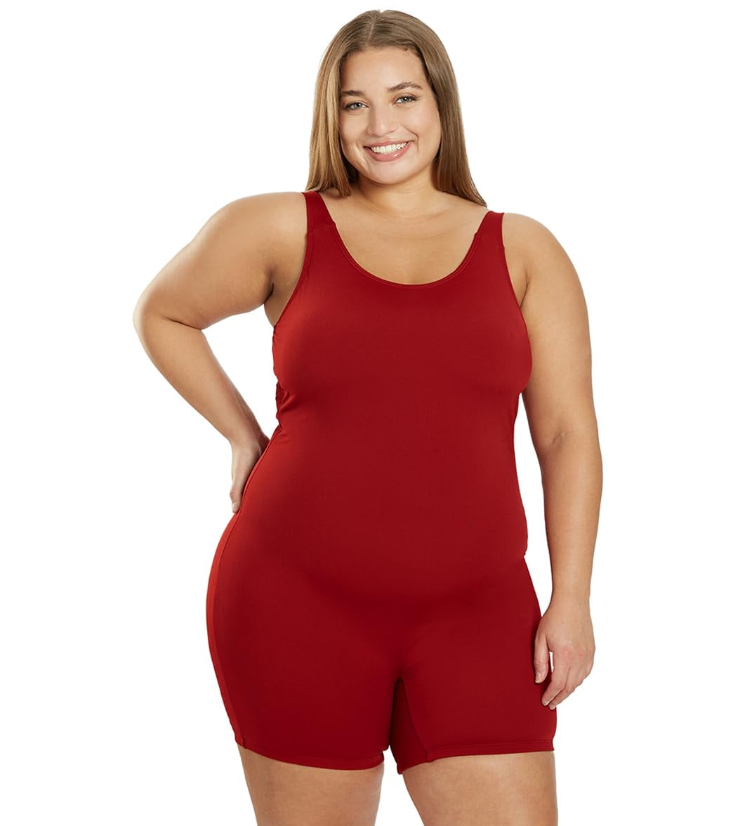 Sporti Plus Size HydroLast Unitard Swimsuit, Italian Fabric, Scoop Back ...