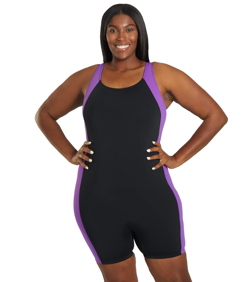 Sporti Plus Size HydroLast Chlorine Resistant Splice Scoop Back Unitard ...
