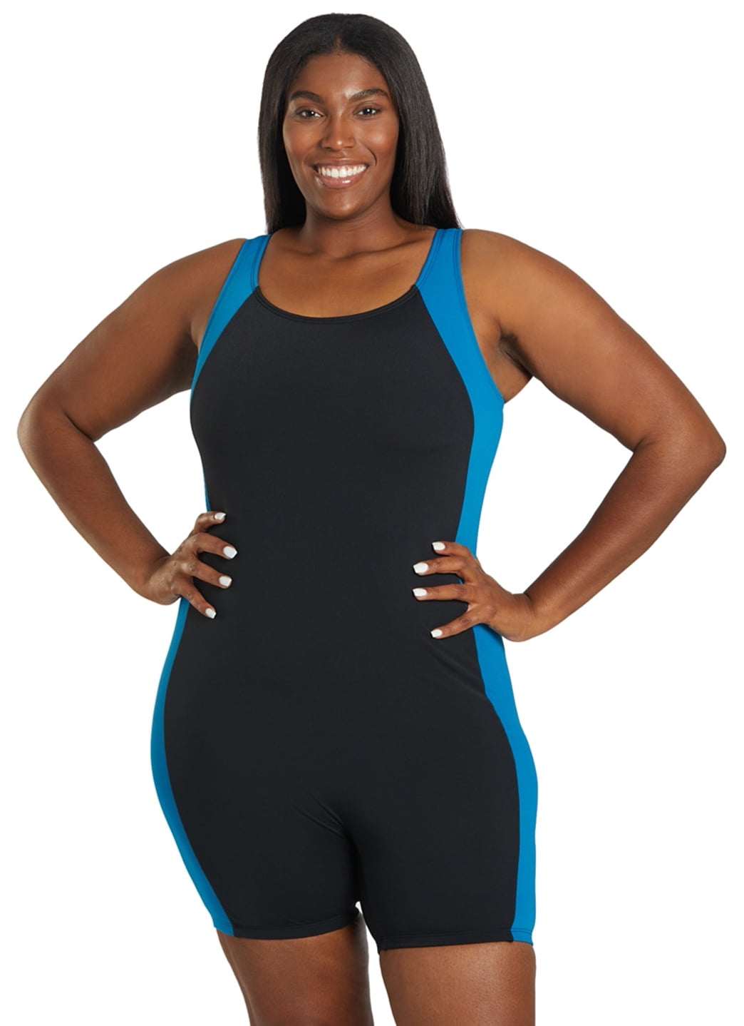 Sporti Plus Size HydroLast Chlorine Resistant Splice Unitard, High Cut ...