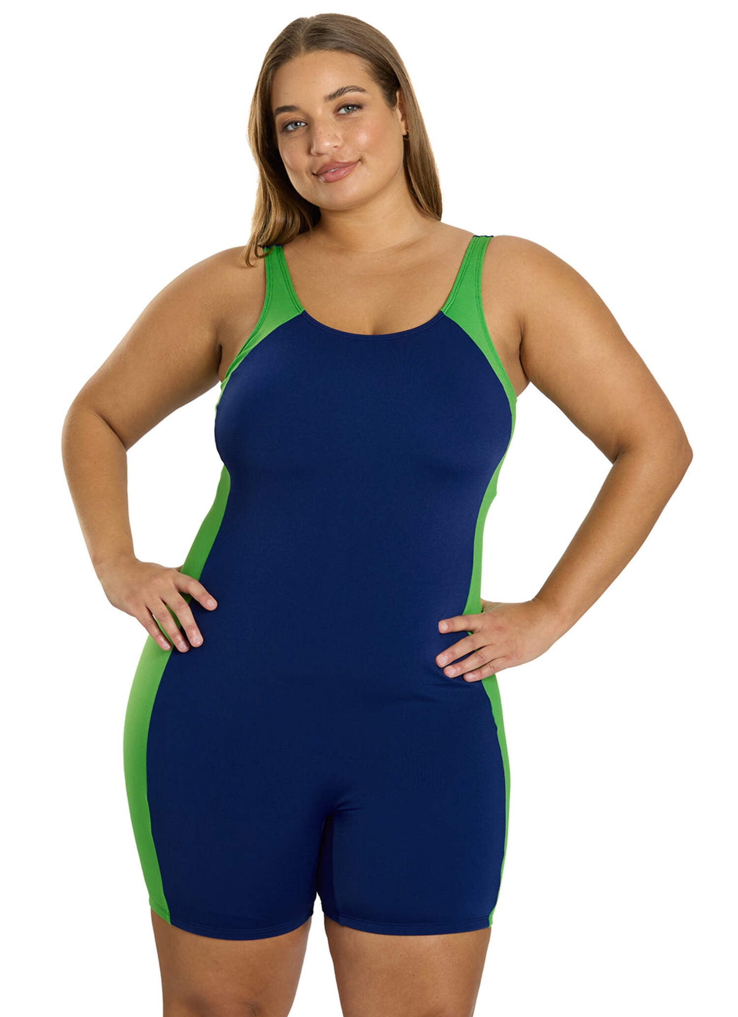 Sporti Plus Size HydroLast Chlorine Resistant Splice Scoop Back Unitard ...