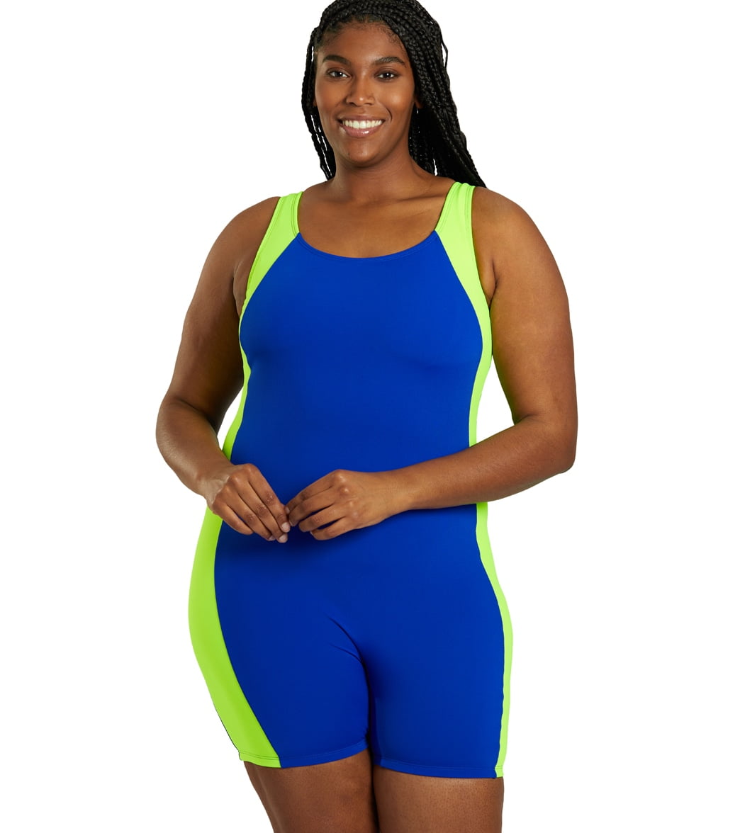 Sporti Plus Size Chlorine-Resistant Splice Scoop Back Unitard Swimsuit ...