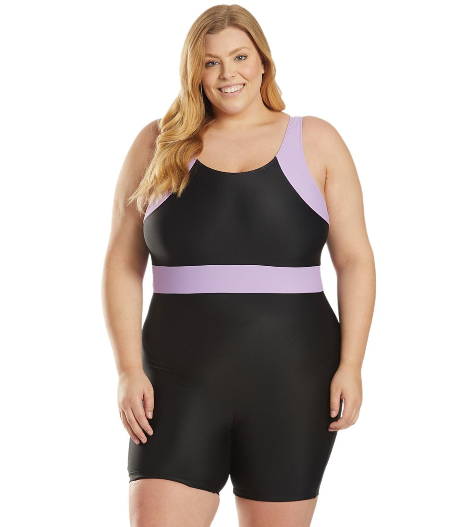 Sporti Plus Size Unitard Colorblock One Piece Swimsuit - Walmart.com