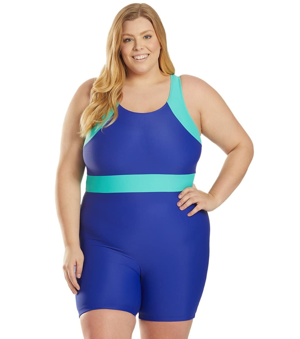 Sporti Plus Size Unitard Colorblock One Piece Swimsuit (Women's Plus ...