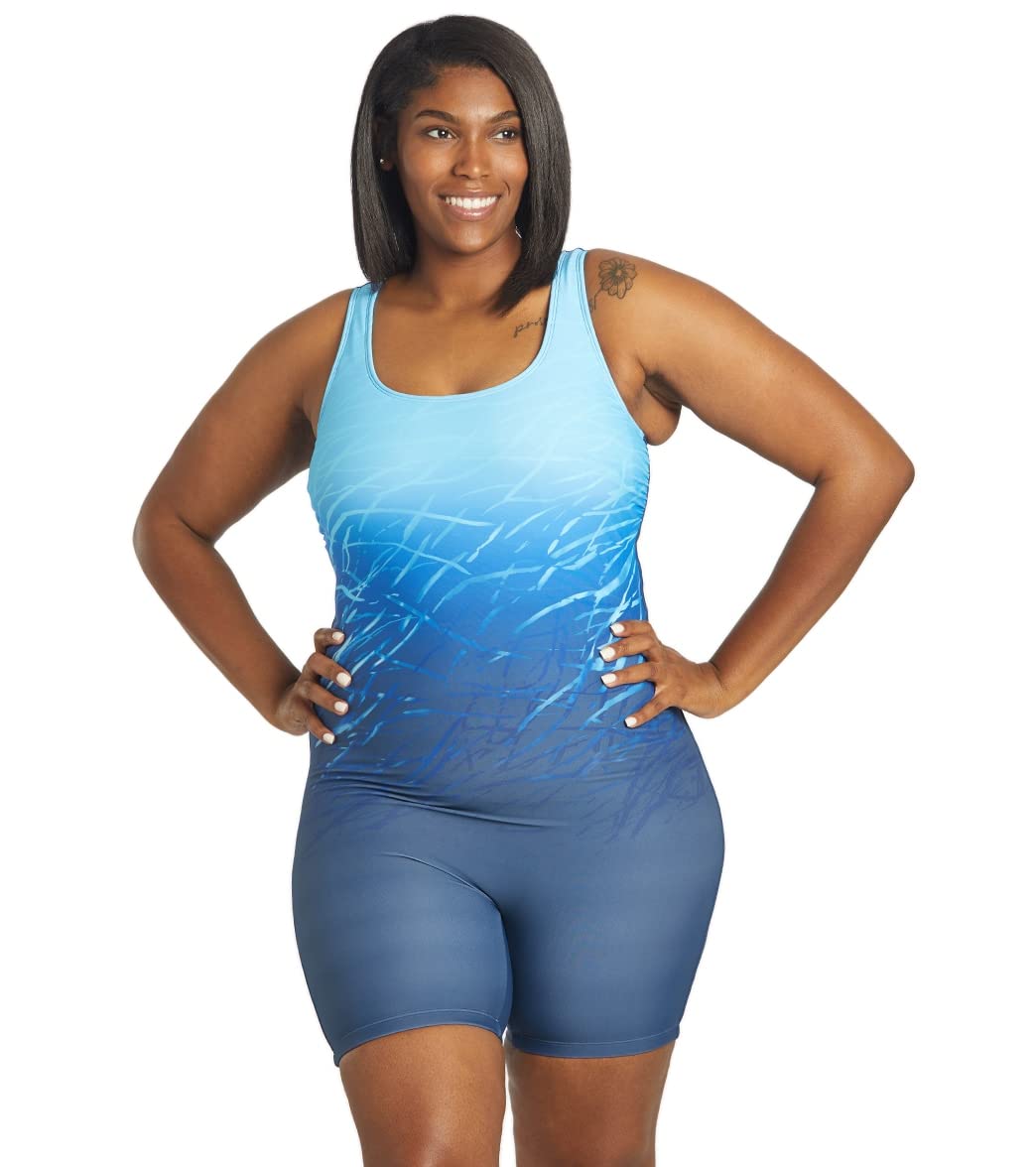 Sporti Plus Size Unitard Printed Ombre One Piece Swimsuit (Women's Plus ...