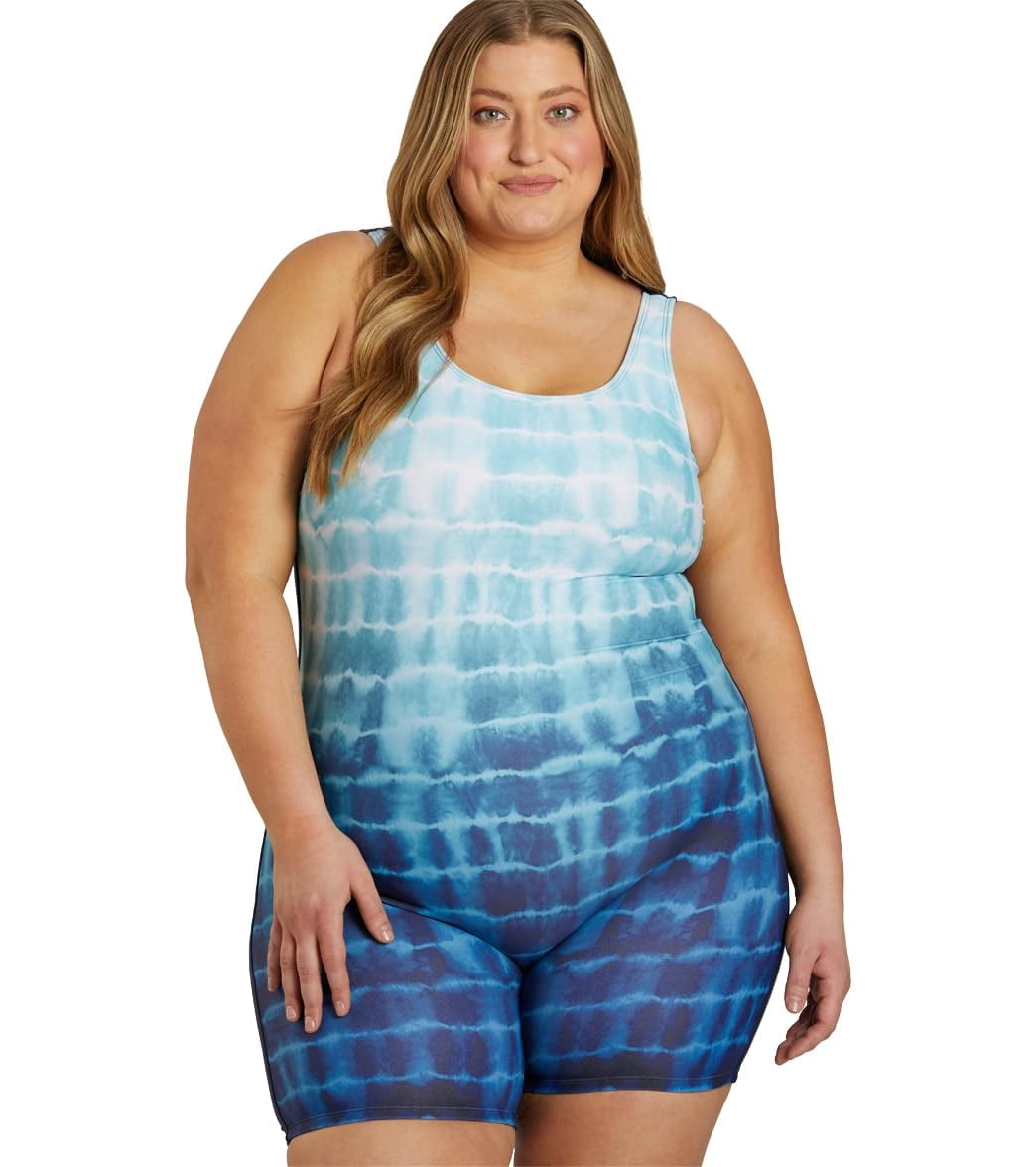 Sporti Plus Size Unitard Shibori Ombre One-Piece Swimsuit, Lycra Xtra ...