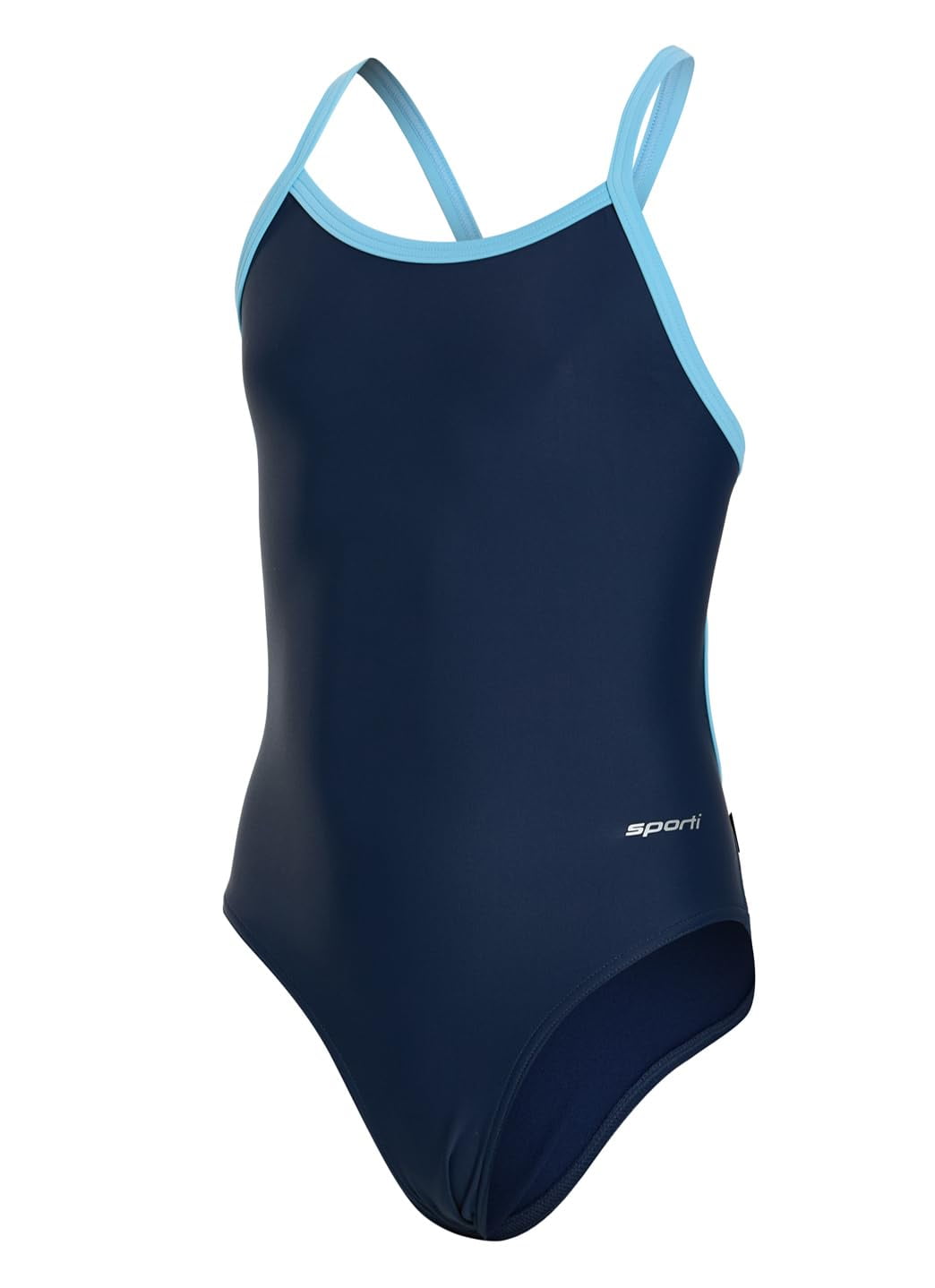 Sporti Solid Piped Thin Strap One Piece Swimsuit, High Cut, Unpadded ...