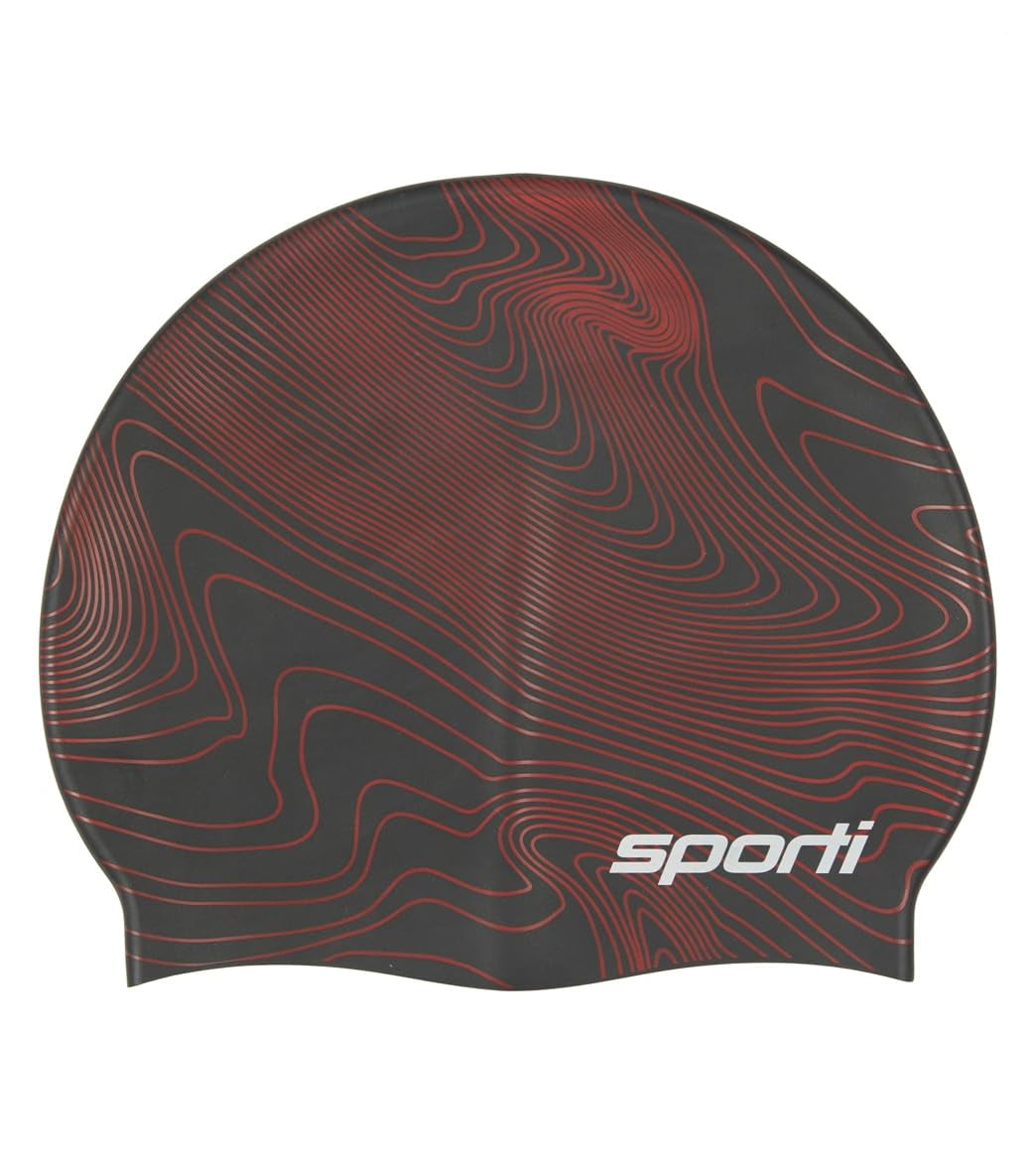Sporti Sonar Waves Latex-Free Swim Cap, Colorful Pattern, Snug Anti ...