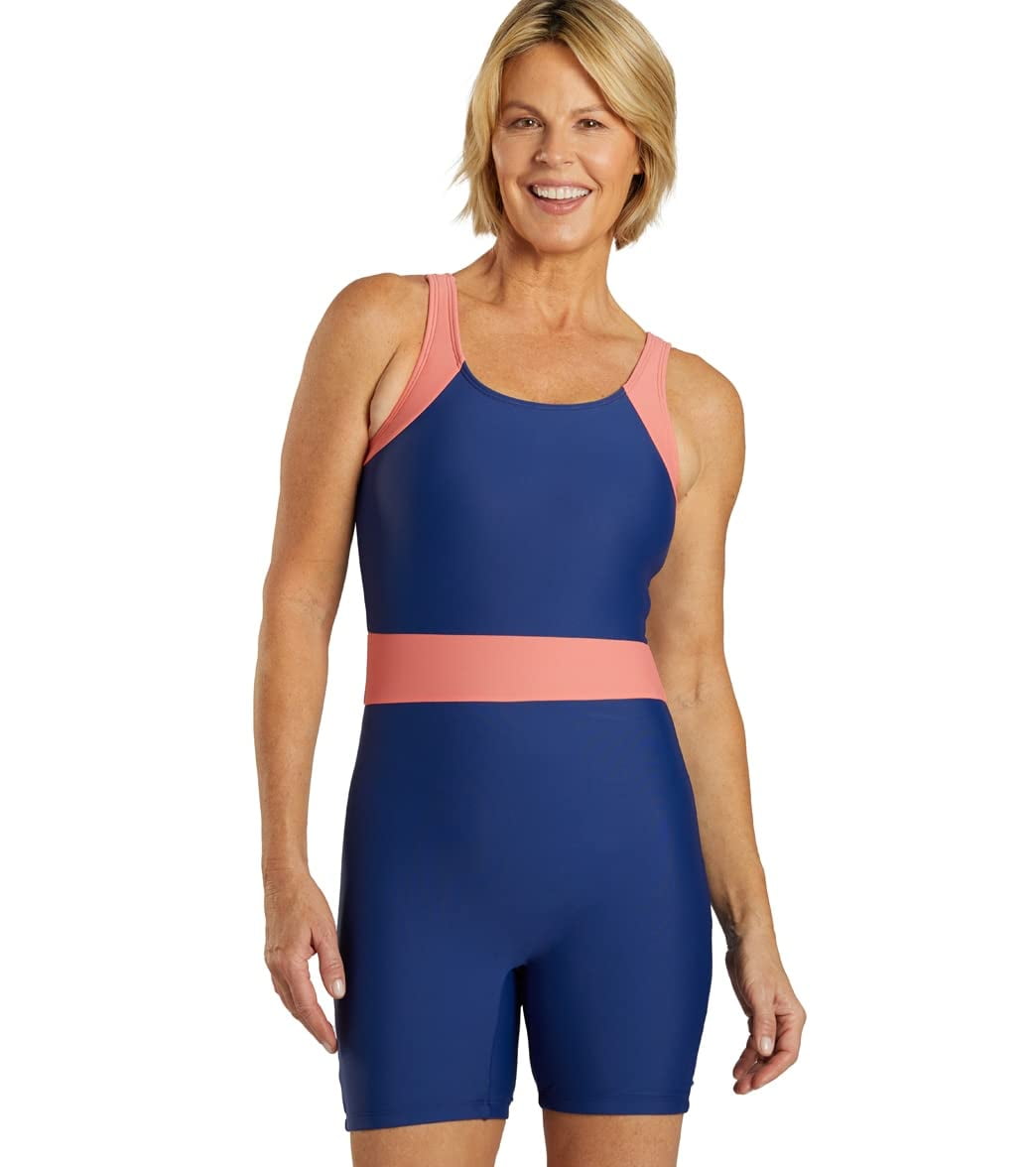 Sporti Unitard Colorblock One-Piece Swimsuit, Lycra Lasting FIT, Long ...