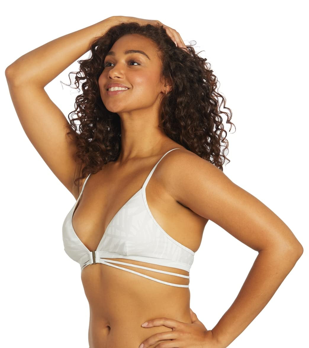 Sporti x Stef Corgel Daydream Palm Shadow Strappy Triangle Bikini Top, Removable Cup, Athleisure ...