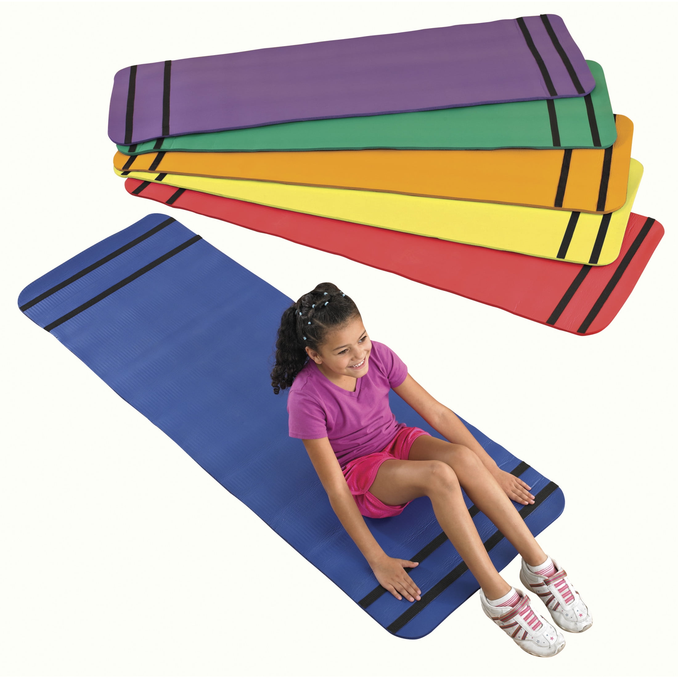 Sportime Curl Up Yoga Mats, 6 x 2 Feet, Assorted Colors, Set of 6 ...