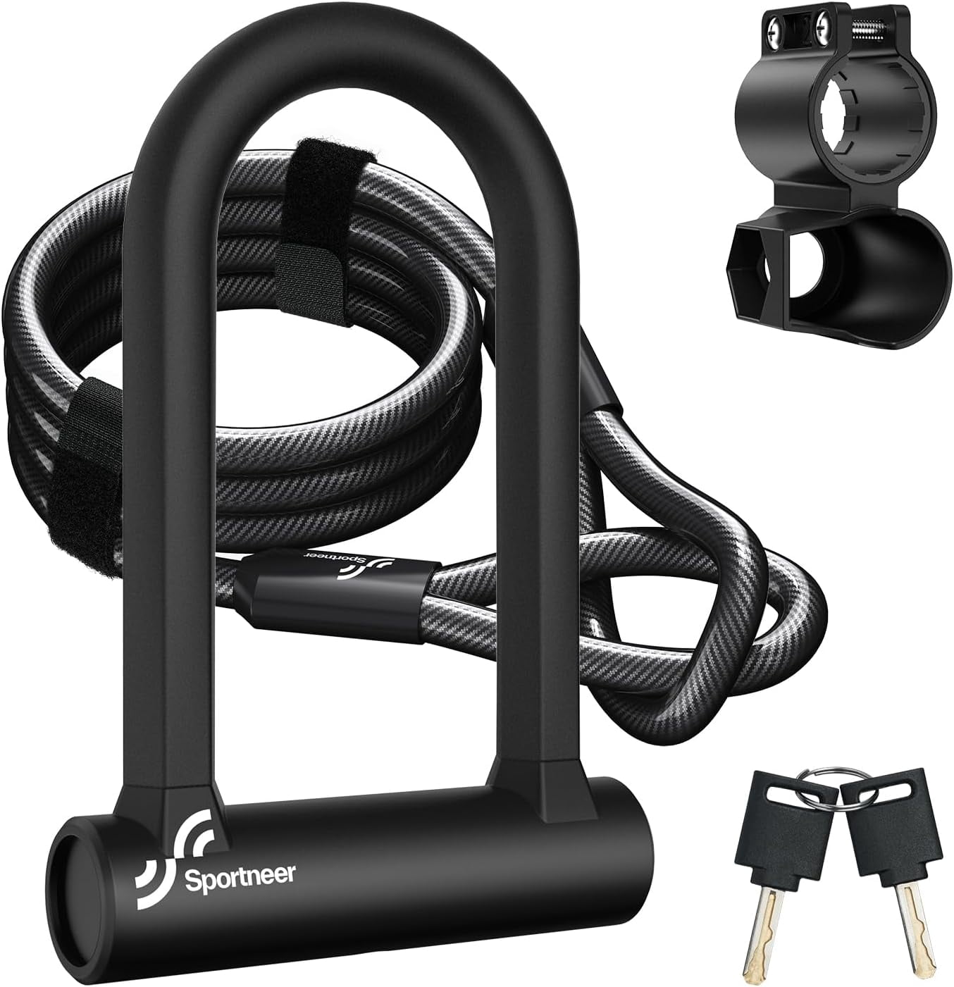 Sportneer Bike Lock: Heavy Duty Anti Theft Bike U Lock with 5ft ...