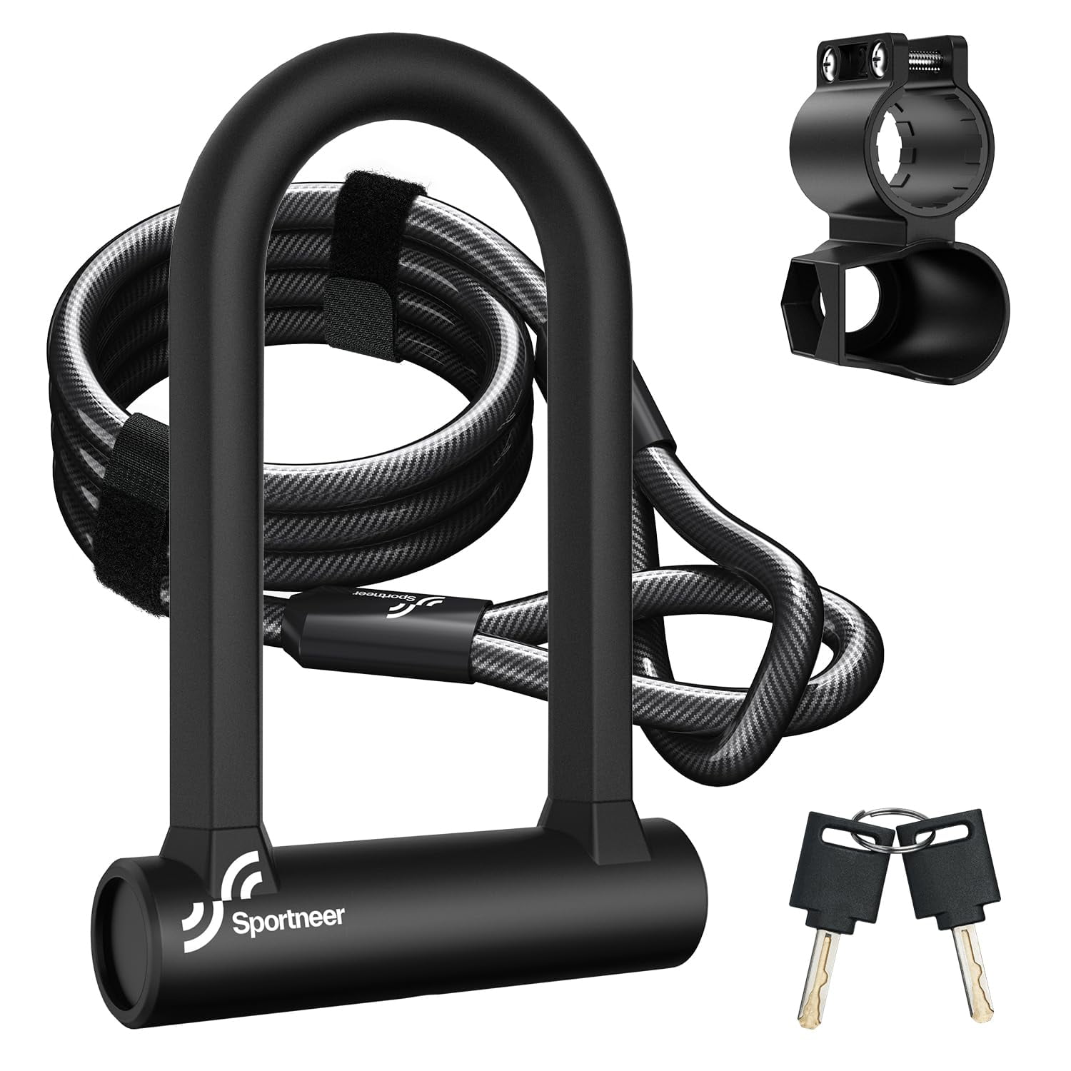 Sportneer Bike Lock: Heavy Duty Anti Theft Bike U Lock with 5ft ...