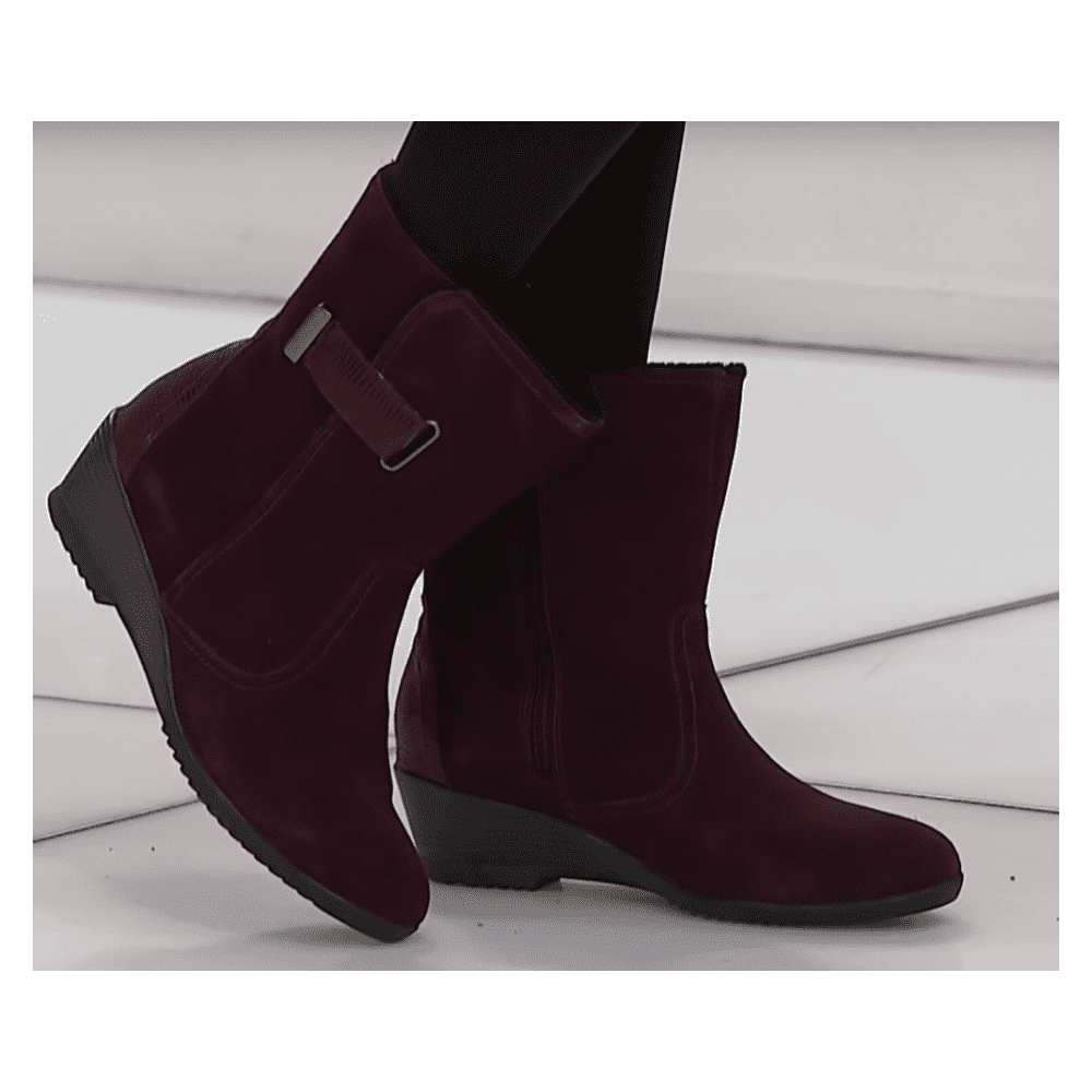 Sporto® Natalie Water-Resistant Suede Wedge Bootie, Wine 6 M - Walmart.com