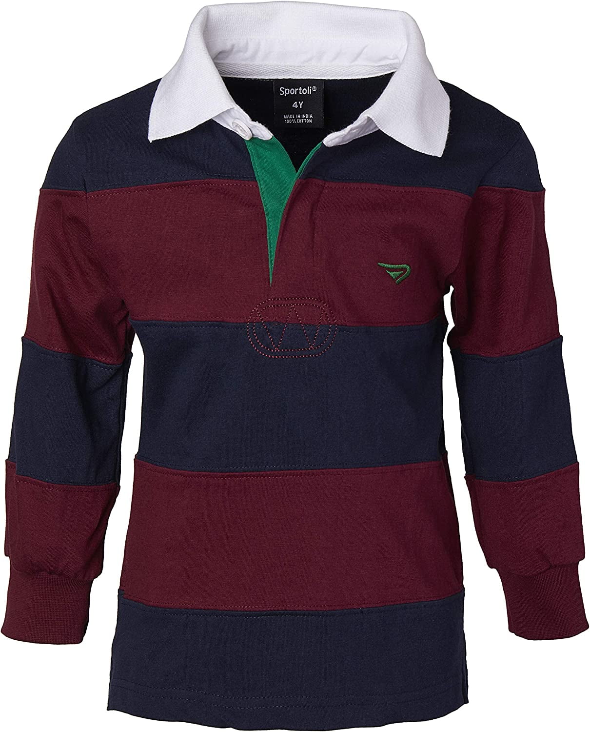 Sportoli Boys Collar Style Cotton Wide Striped Long Sleeve Polo Rugby ...