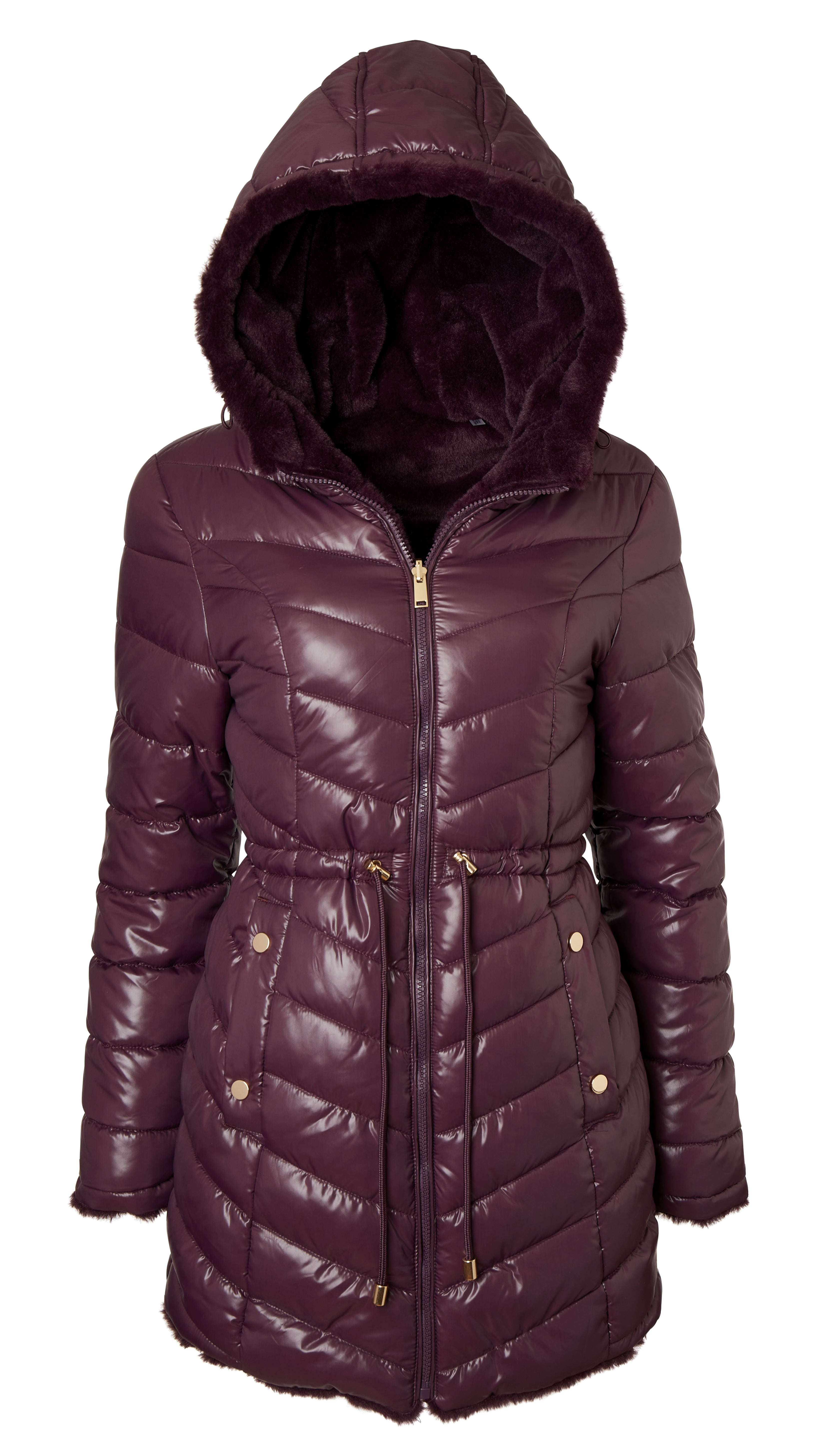 Sportoli Womens Winter Coat, Reversible Faux Fur Lined Quilted Puffer ...
