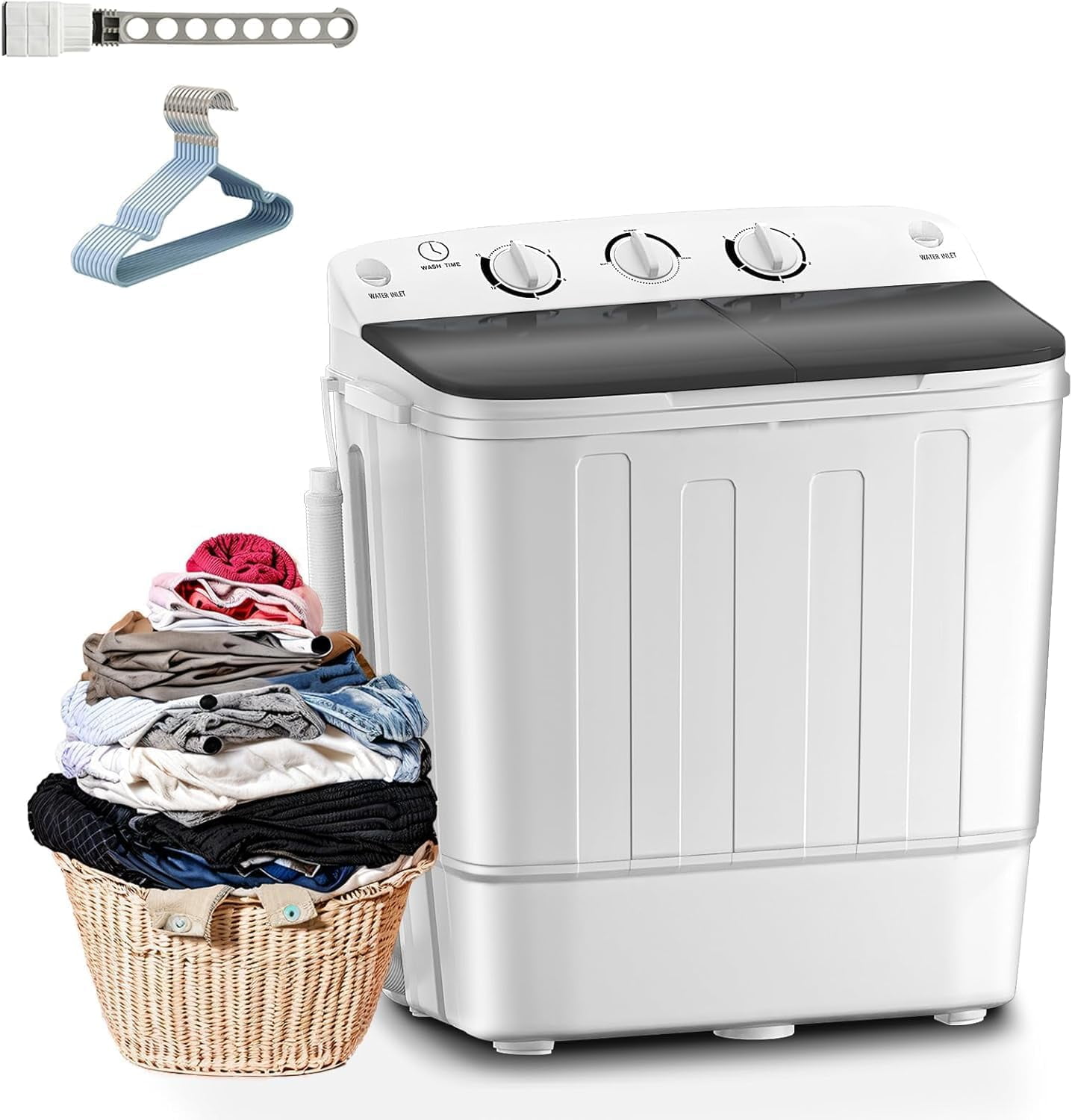 Sportpulse Portable Washing Machine, Mini Twin Tub 18lbs Capacity ...