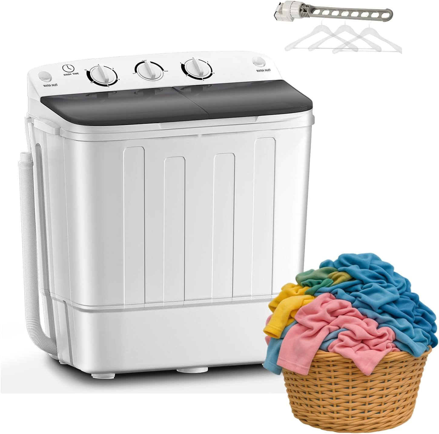 Sportpulse Portable Washing Machine, Mini Twin Tub 18lbs Capacity ...