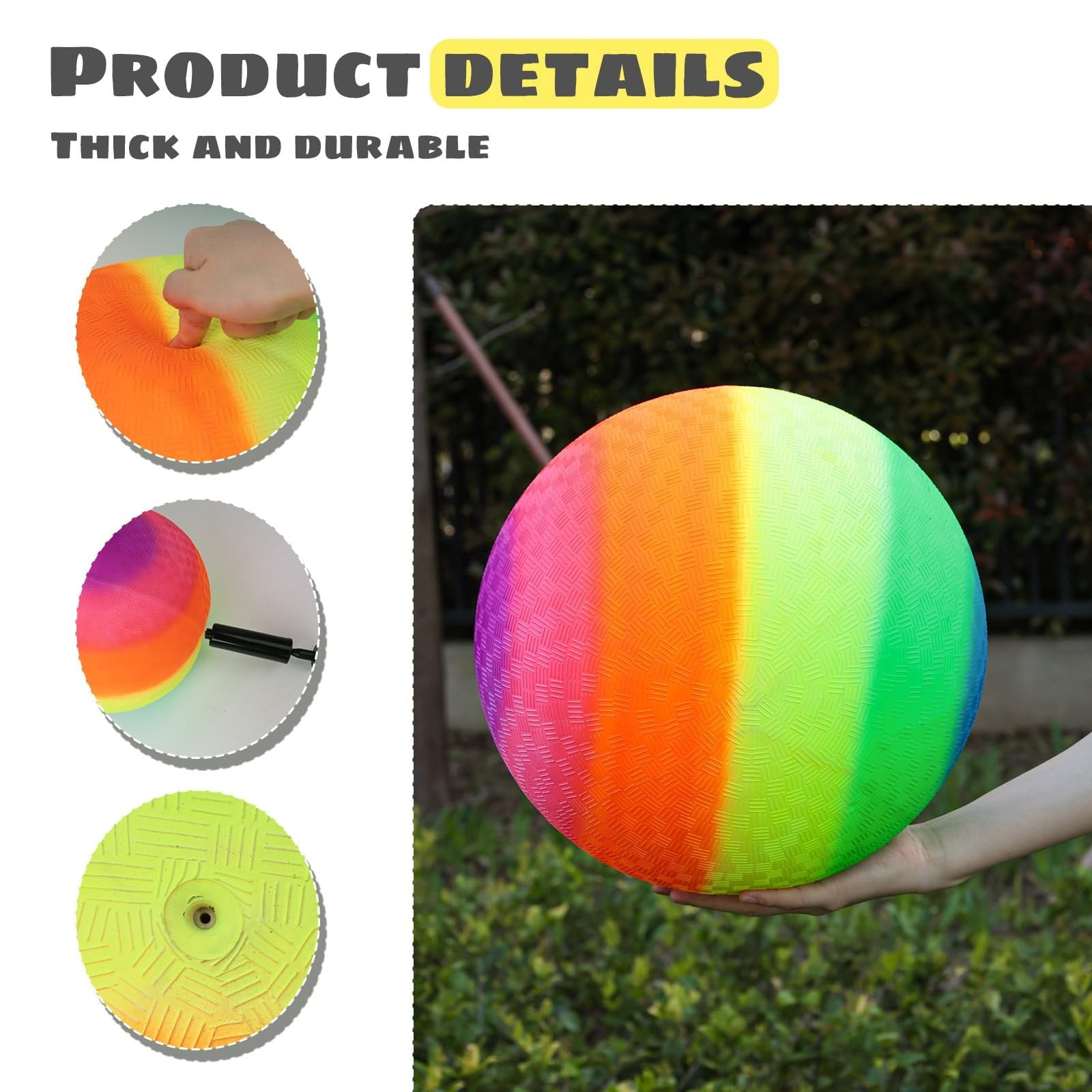 Sports 85 Inches Rainbow Kickballs Large Rubber Handballs for Indoor ...