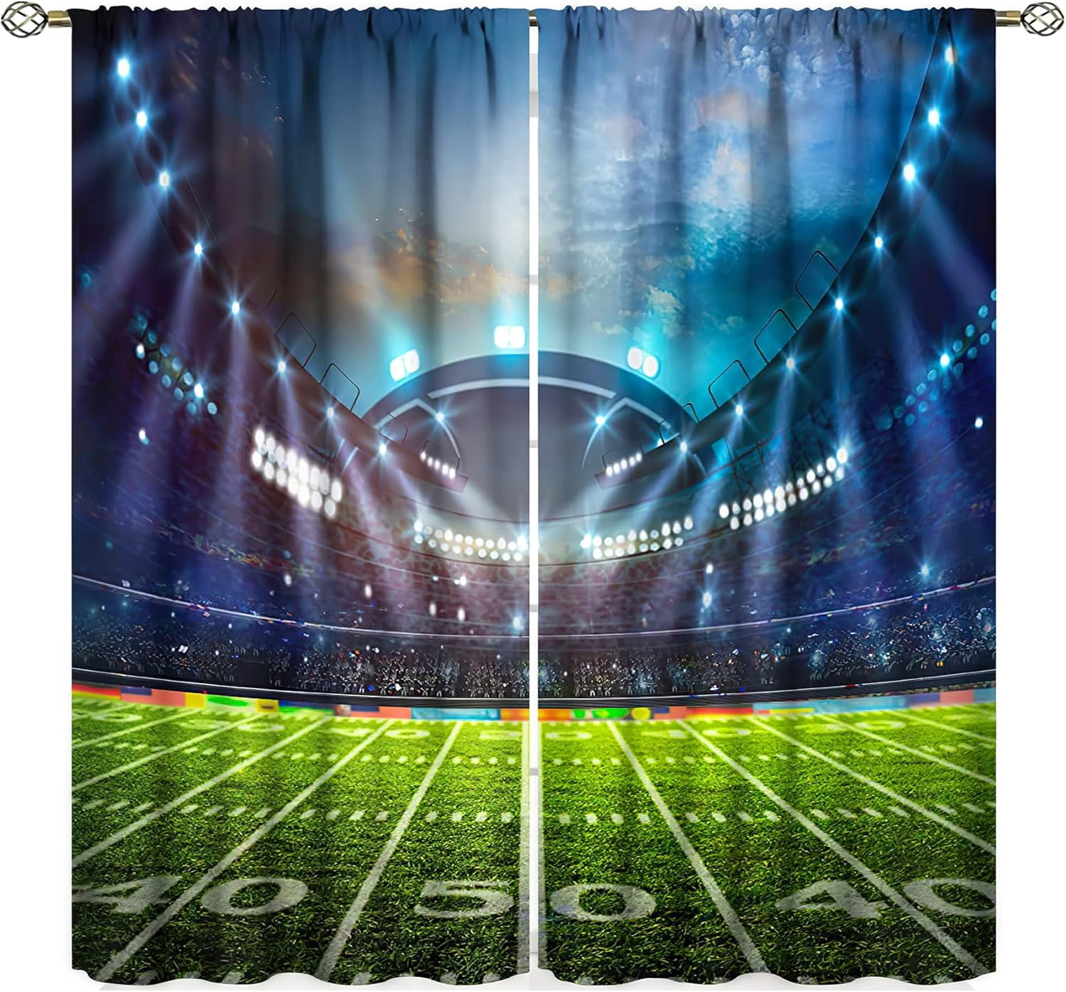 Sports American Football Stadium Arena Curtains Field Night Spotlights ...