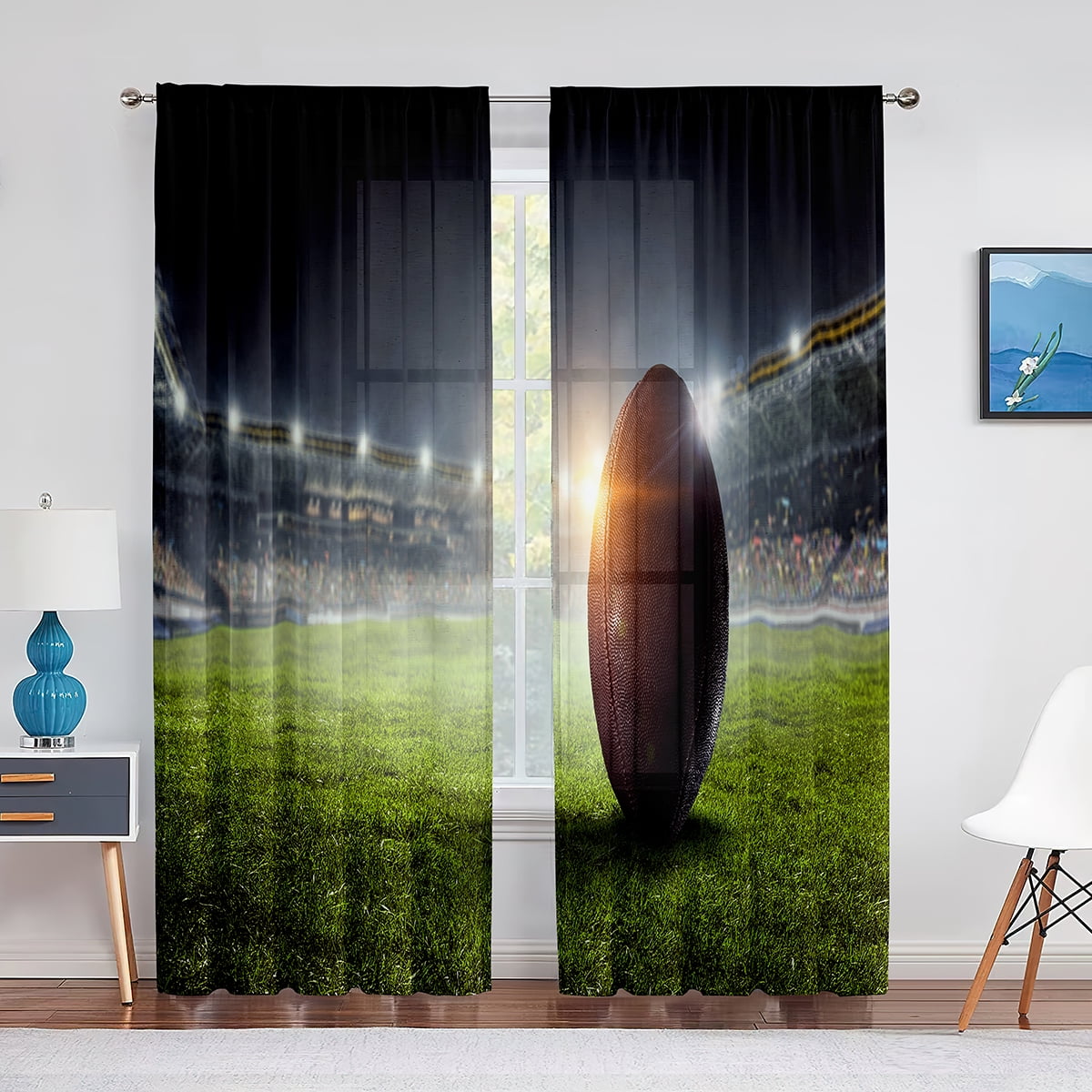 Sports American Football Stadium Arena Window Tulle Curtains for Living ...