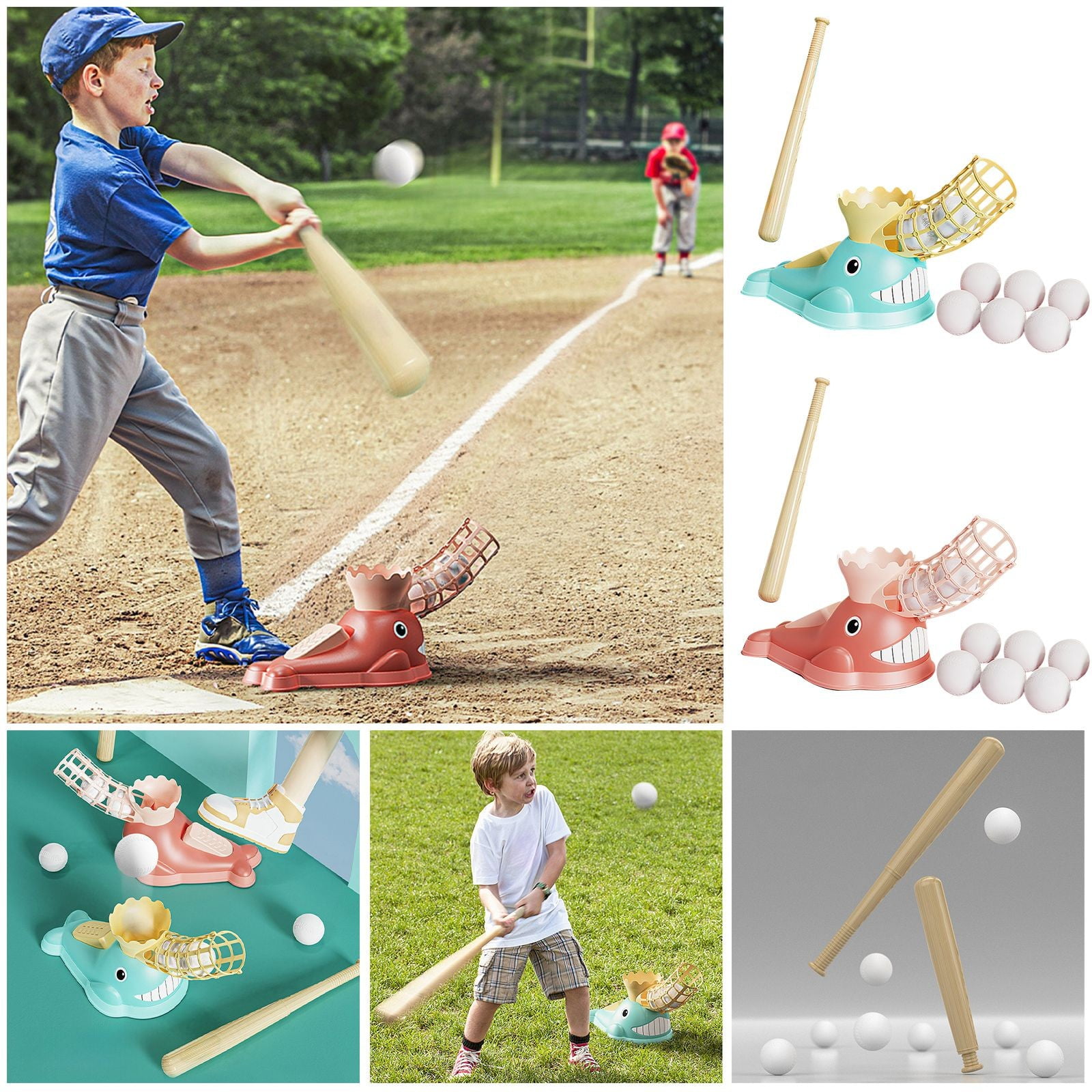 Sports Automatic Kids Pitching Machine Set - Electronic Baseball Swing ...