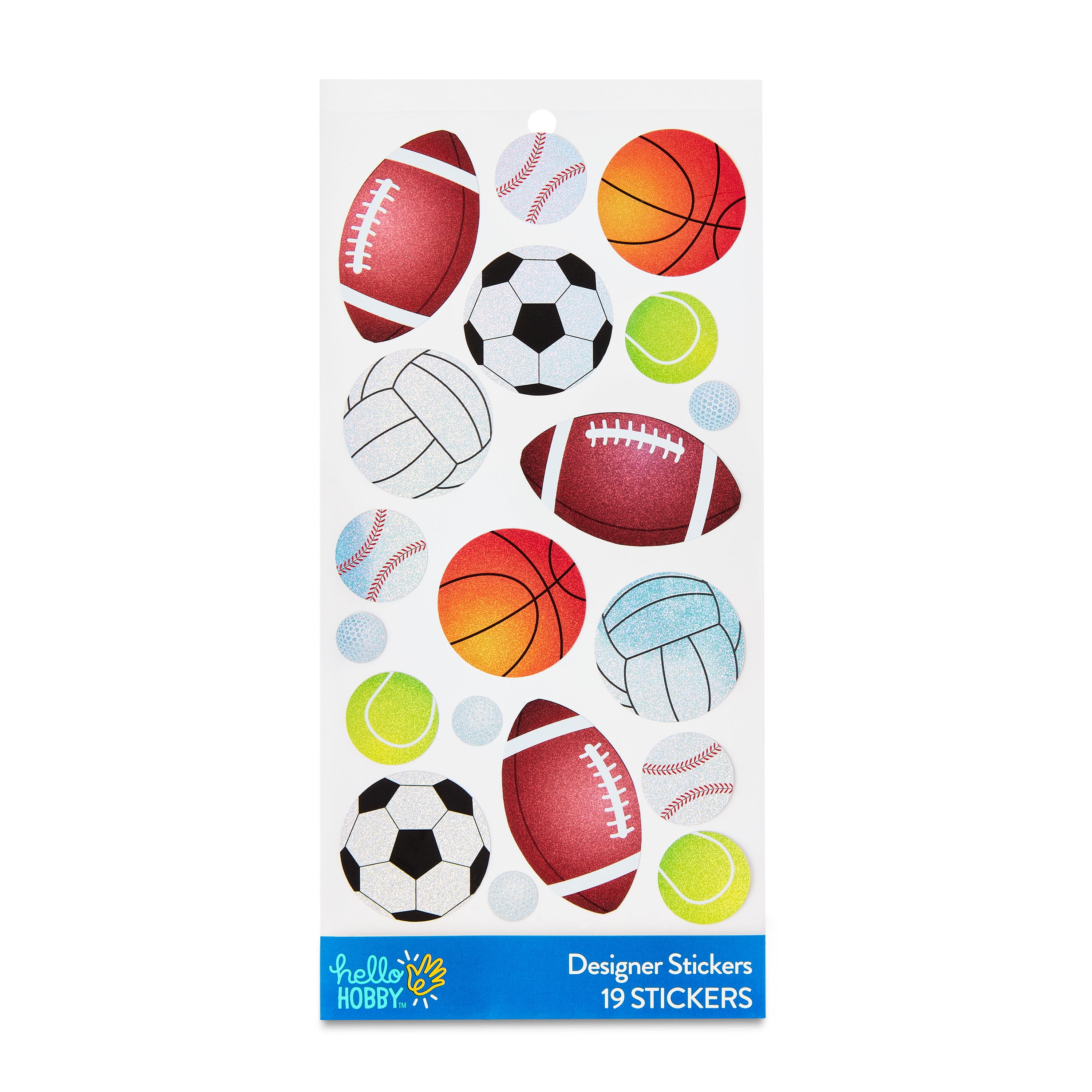 Hello Hobby Multicolor Sports Stickers 19 Count for Football Volleyball ...