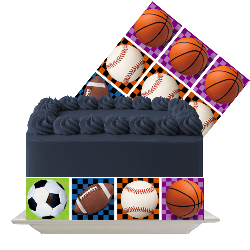 Sports Balls Edible Cake Wrap | Athletic Icing Sheet | Kids Sports Cake ...