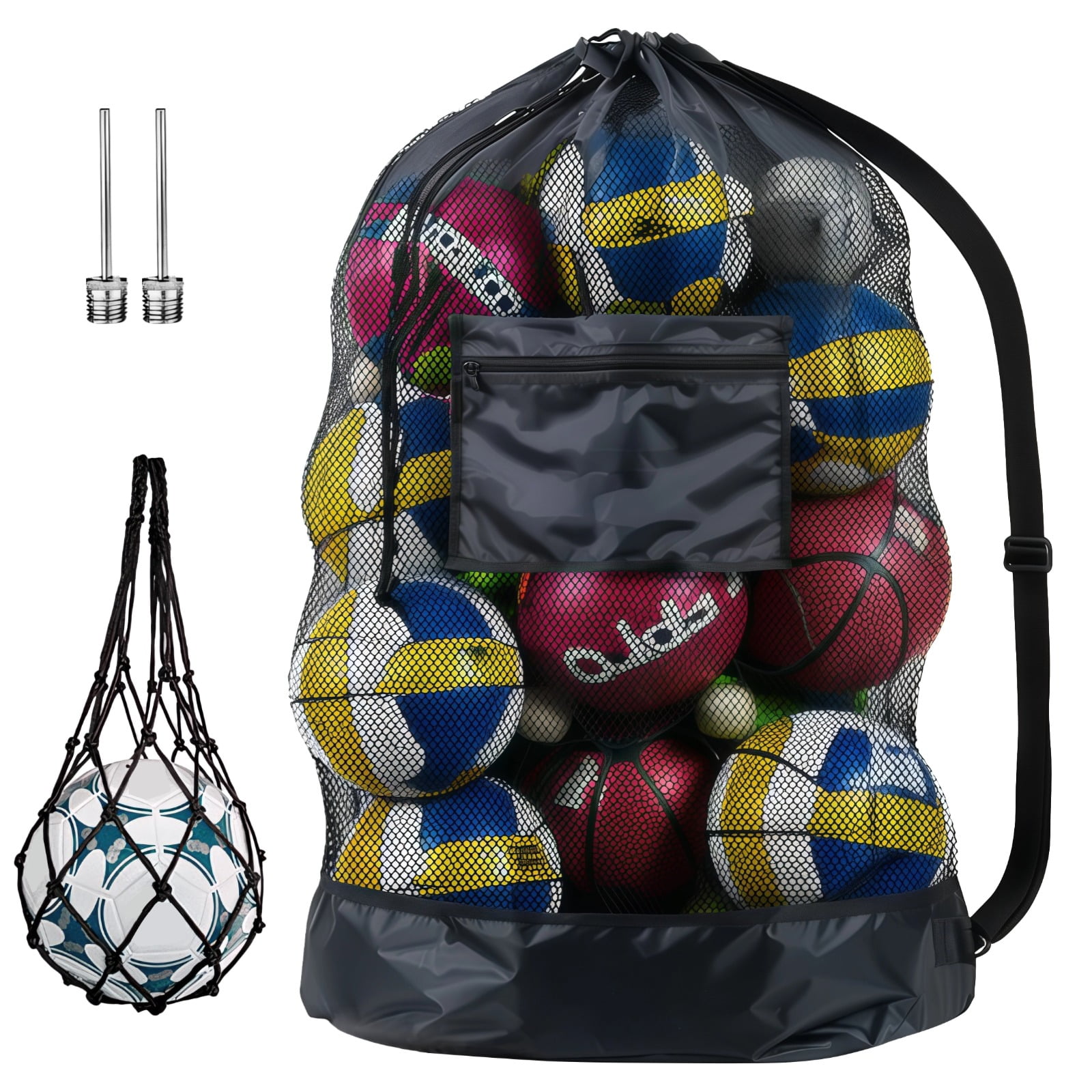 Sports Balls Equipment Bag with Pocket, Basketball Football Volleyball ...