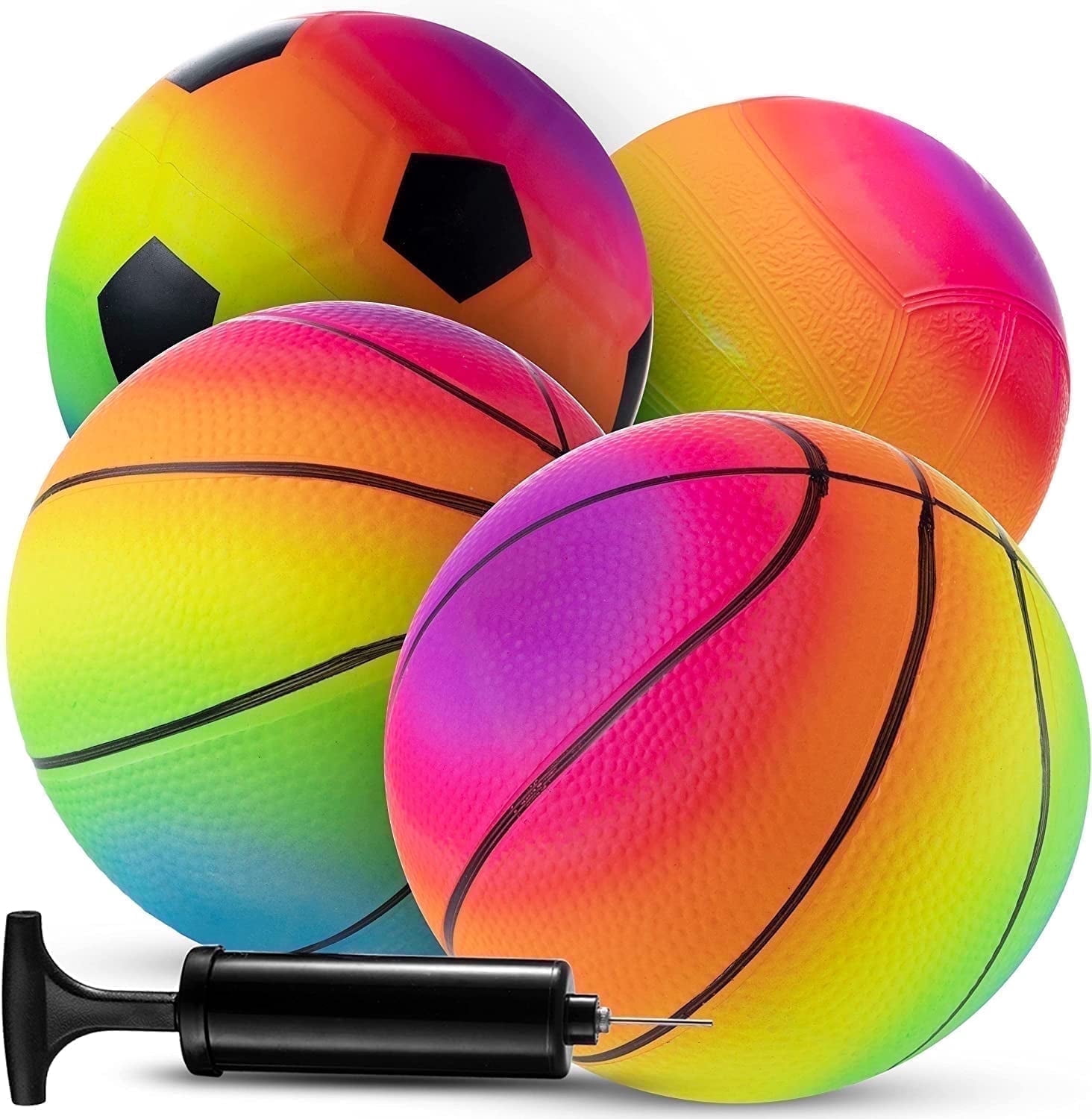 Bedwina 6” Rainbow Toddler Balls - Kids Sports Set, Small Toy Play ...