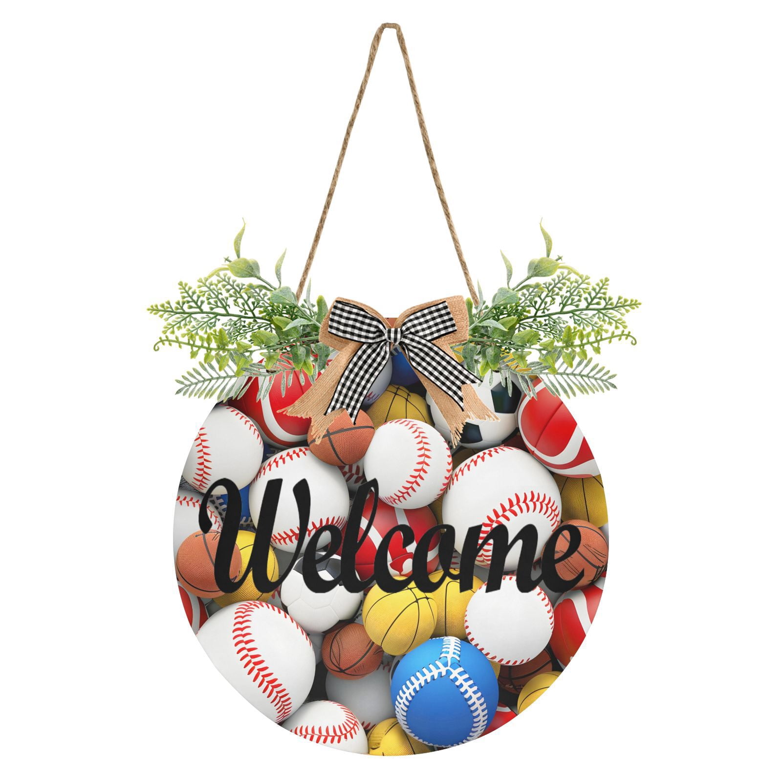 Sports Balls Welcome Sign for Front Door Wreath Door Sign for Farmhouse ...