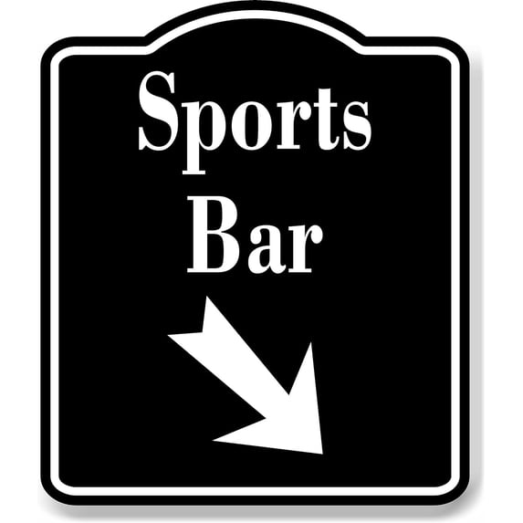Sports Bar 45 Degree Down Right Arrow BLACK Aluminum Composite Sign, 15 ...