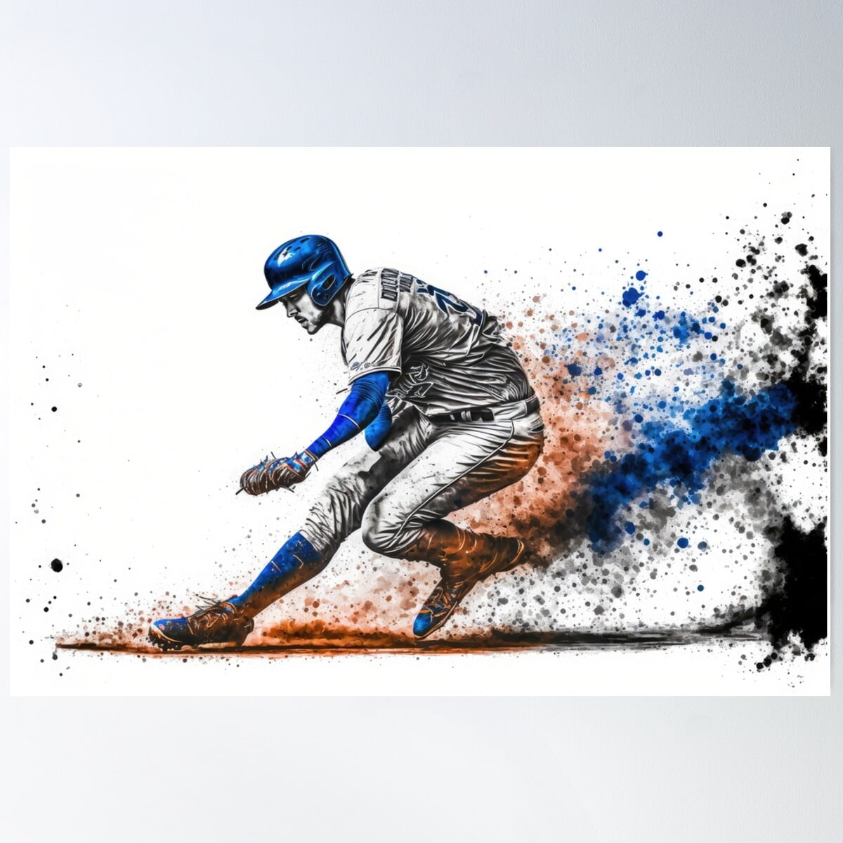 Sports Baseball Player Running To Base Poster Wall Art, Modern Wall ...