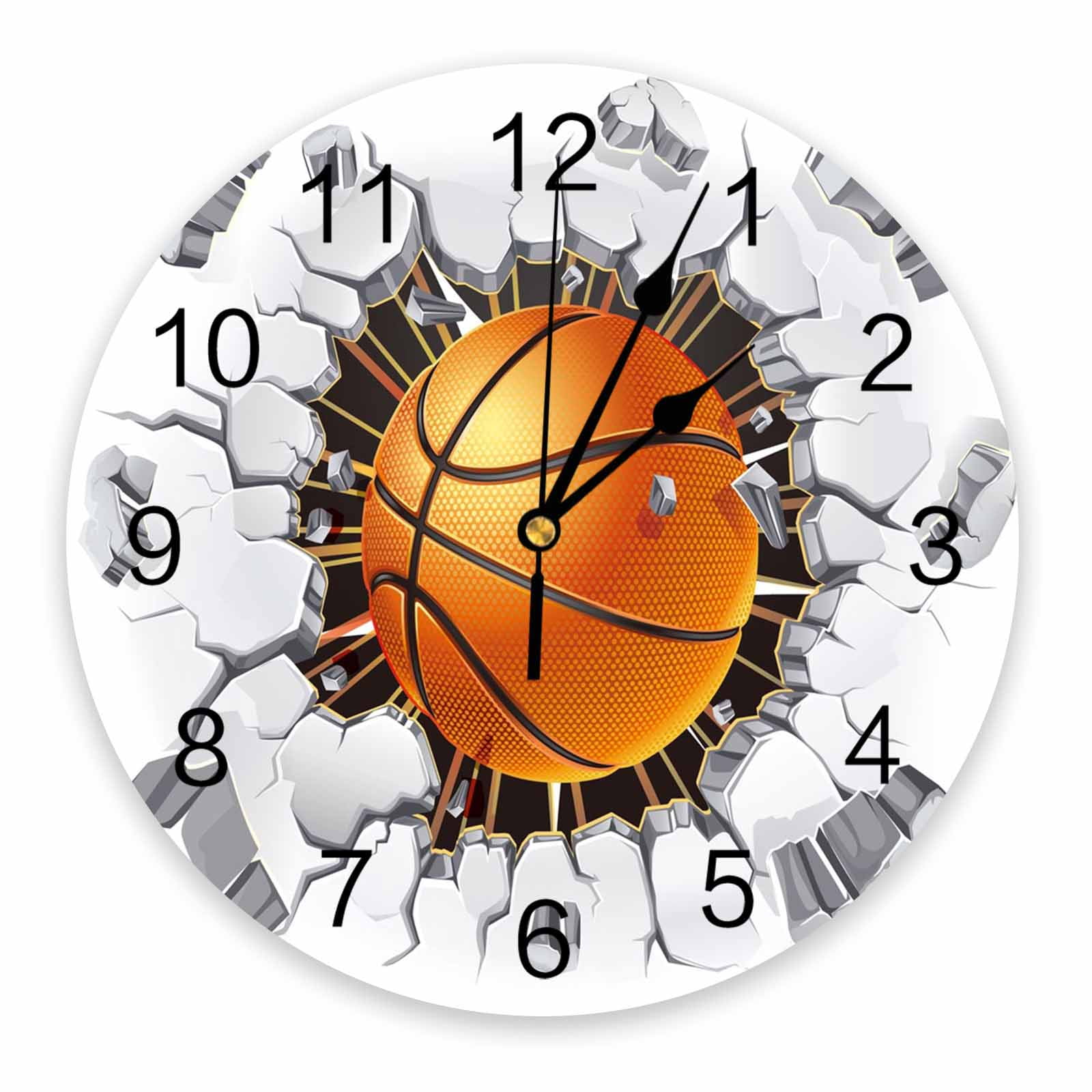 Sports Basketball Modern Wall Clock For Home Office Wall ration Living ...