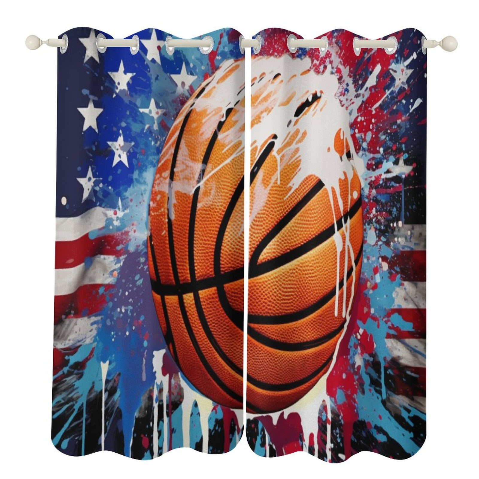 Sports Basketball Modern Window for Living Room Curtains for Child ...