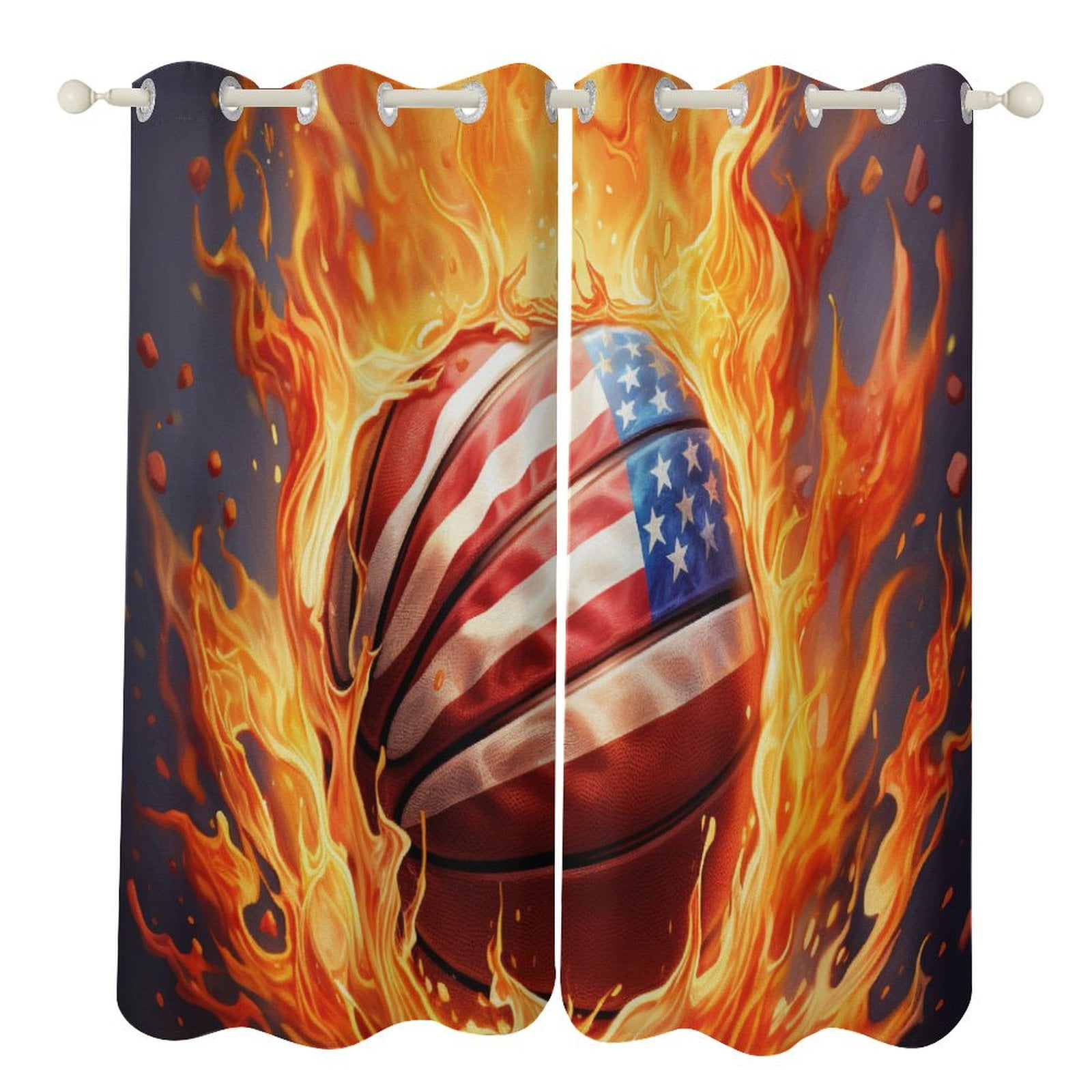 Sports Basketball Modern Window for Living Room Curtains for Child ...