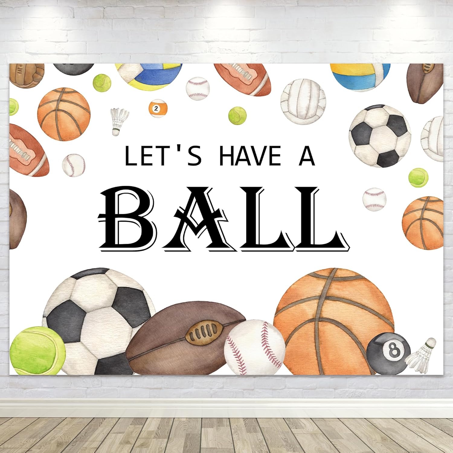 Sports Birthday Backdrop Boys Kid Basketball Let's Have A Ball Baby ...