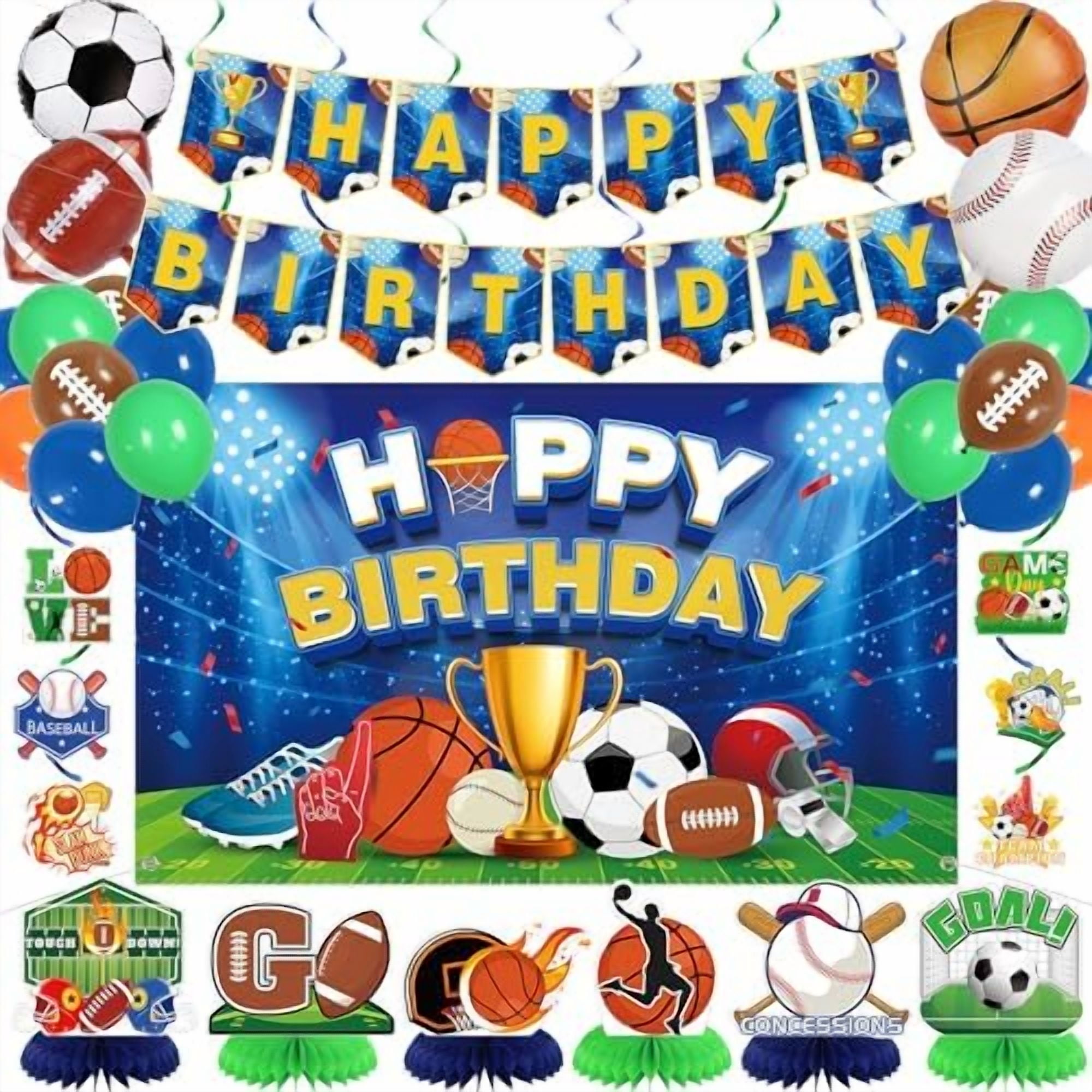 Sports Birthday Party Decorations, 40Pcs Sports Theme Backdrop Banner ...