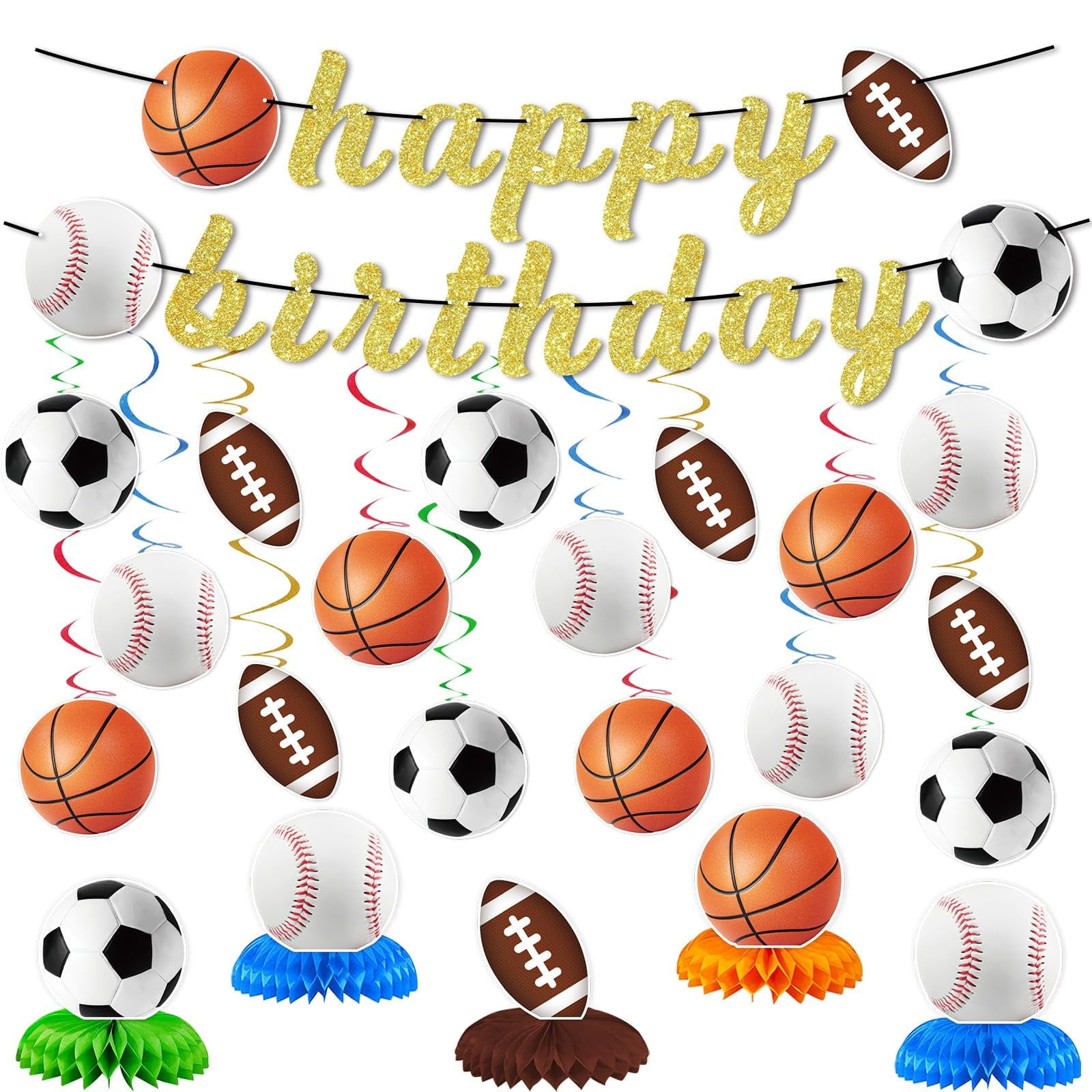 Sports Birthday Party Decorations Set, Sport Themed Party Hanging ...
