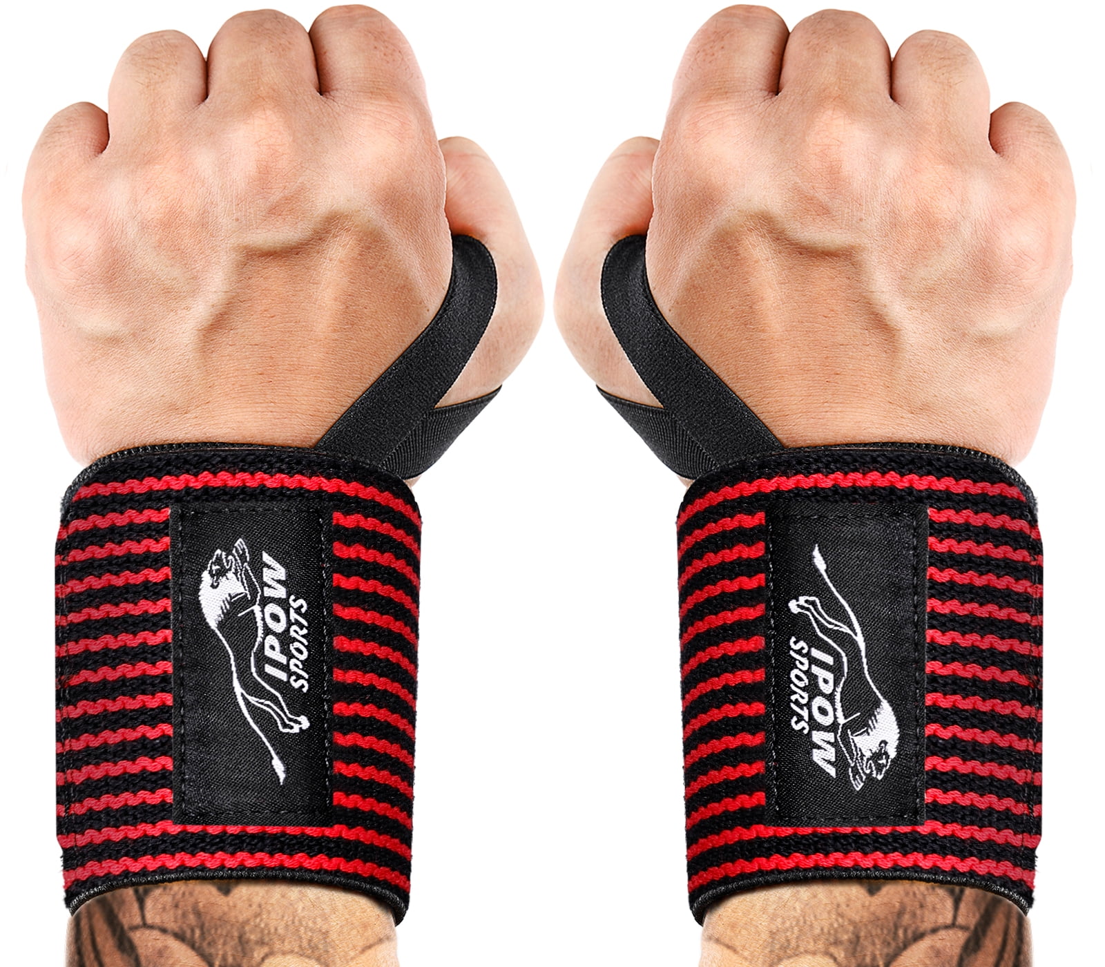 Sports Black & Red Striped Wrist Wraps for Weightlifting - 18