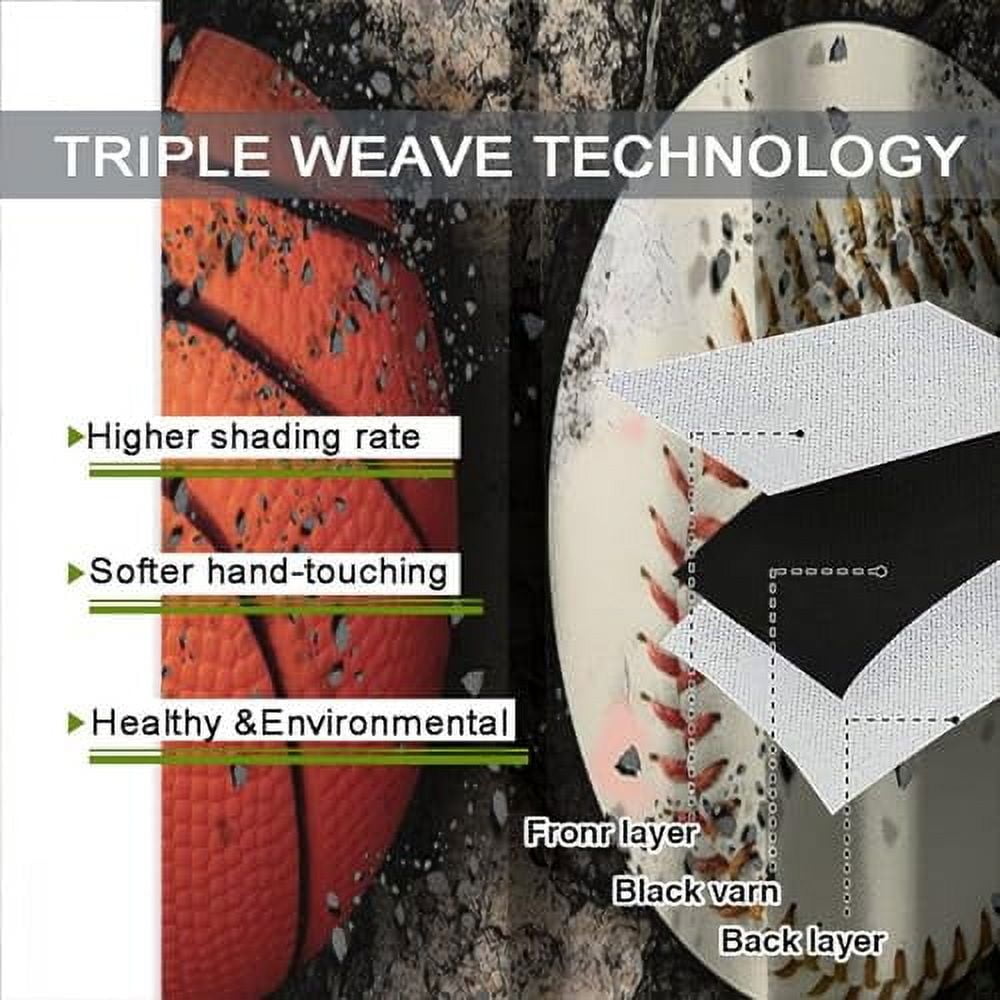 Sports Blackout Window Curtains, Football Soccer Sports Ball Window ...