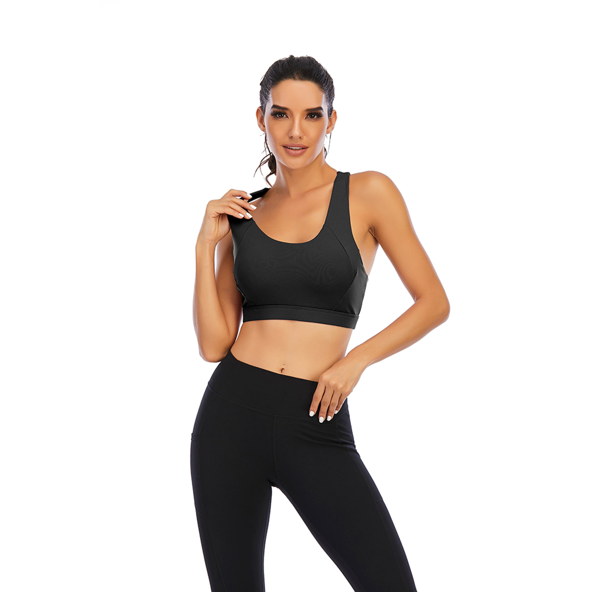 Sports Bra for Women Criss-Cross Back Strappy Bras Medium Support Yoga ...