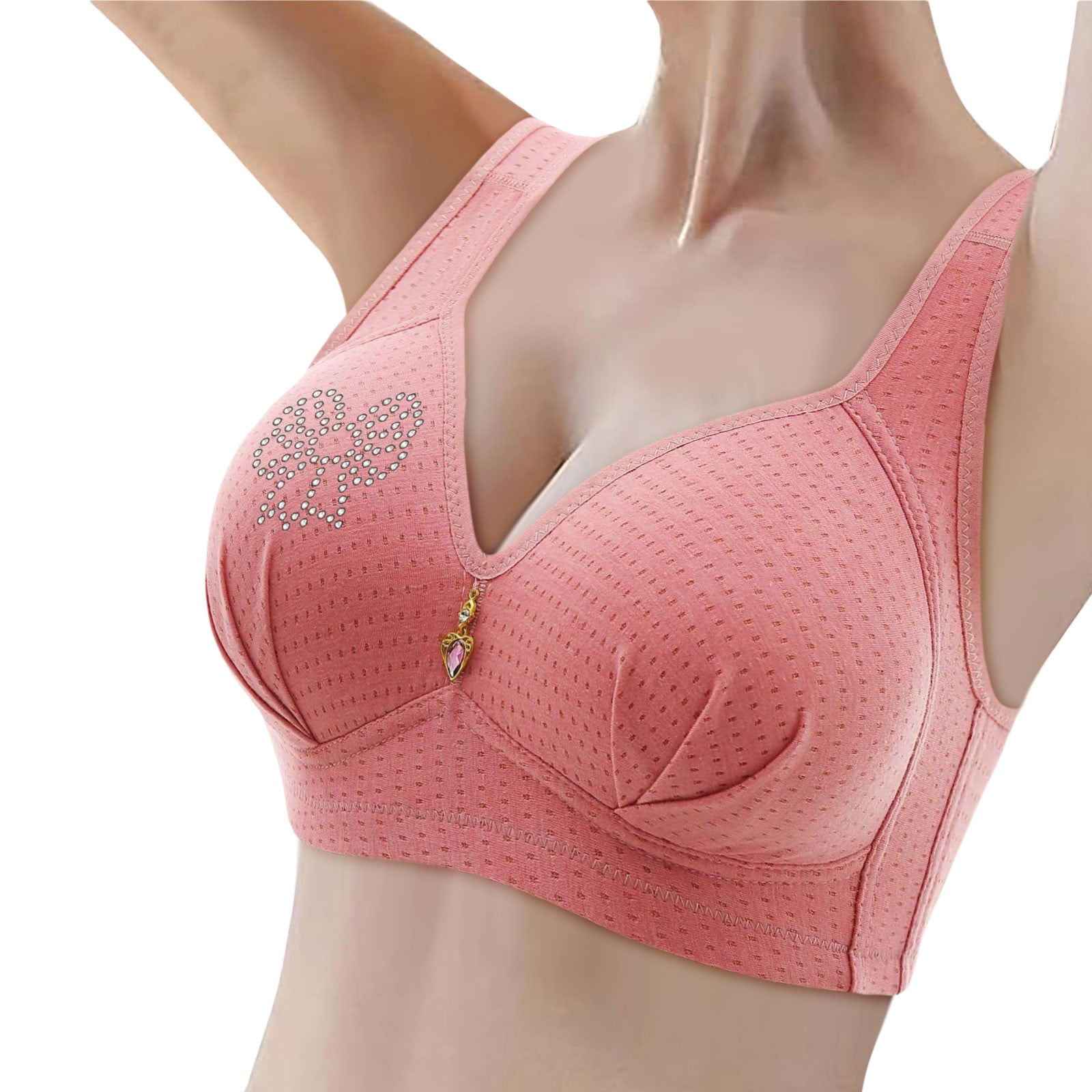 Sports Bras Women High Support Front Closure Wireless Push Up Bra With Fixed Cup Queen Size Zero ...