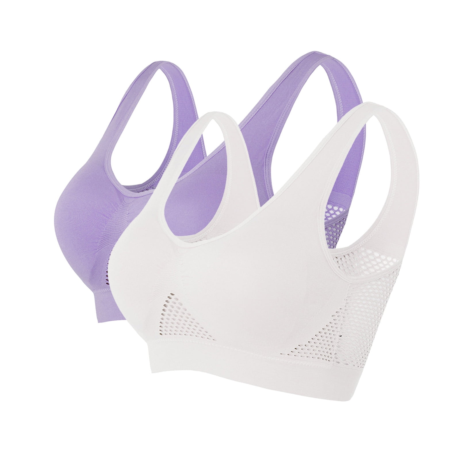 Sports Bras for Women 2 Pack Hollow Out Plus Size S-5X Pullover ...