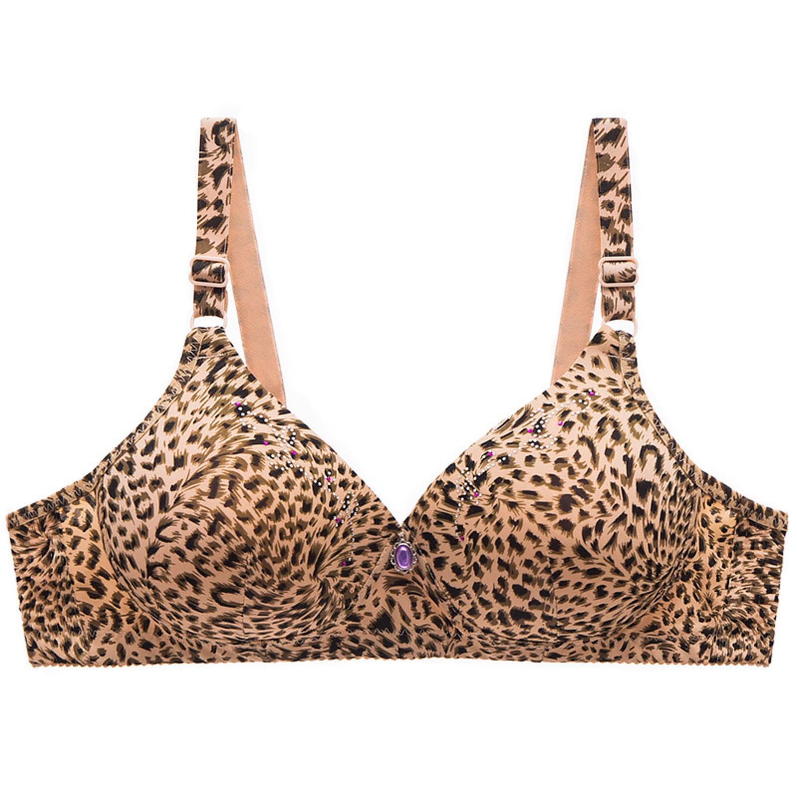Sports Bras for Women Leopard-Print Close No Steel Buckles Ring Front ...