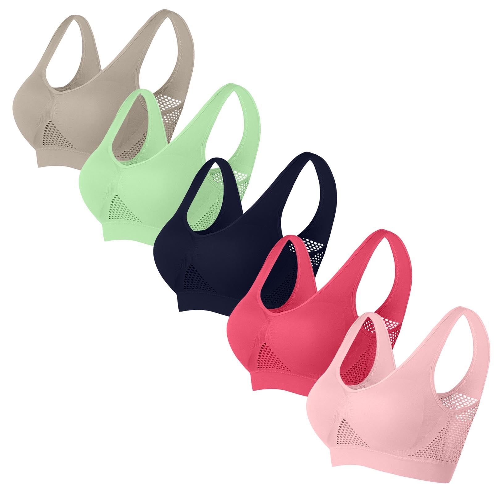 Sports Bras for Women Plus Size S-5XL 5 Pack Clearance Wireless ...