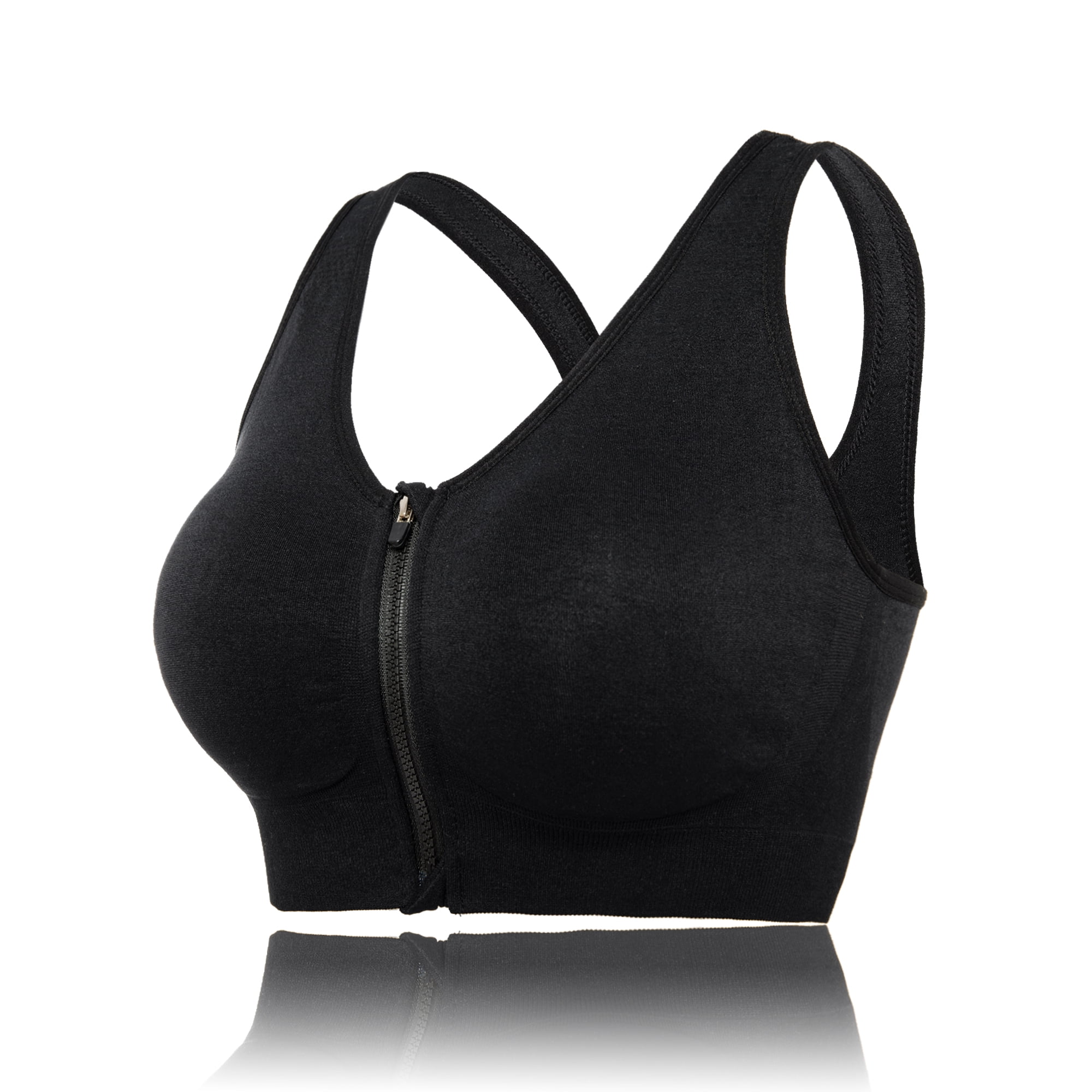 Sports Bras with Zipper Front High Impact Support Strappy Back Workout ...