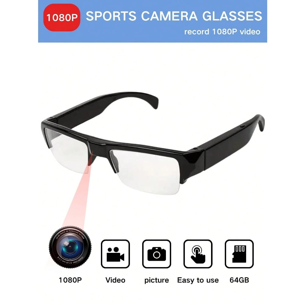 Sports Camera Glasses, 1080P HD Smart Video Glasses, Tape Recorder, 75 ...