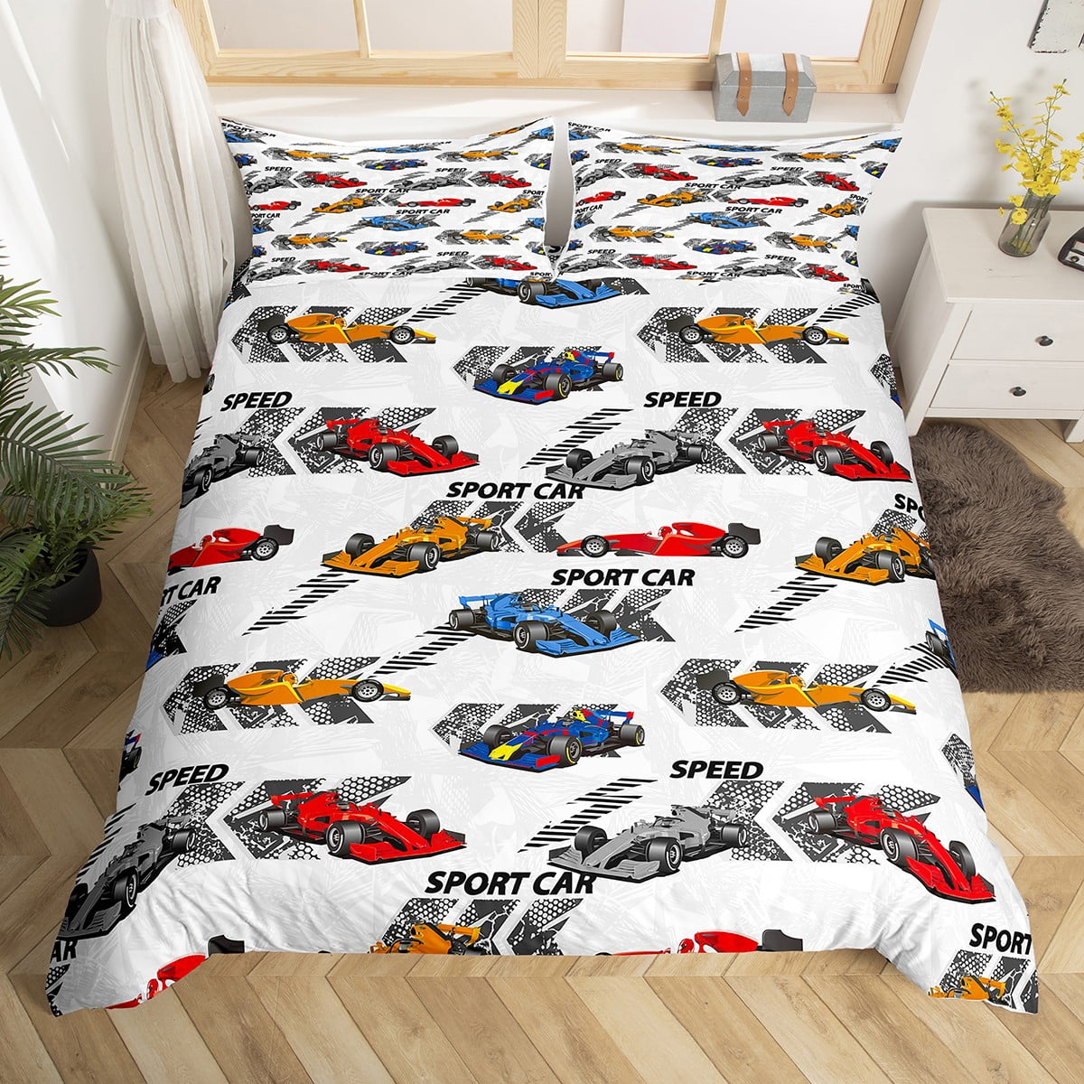 Sports Car Duvet Cover Kart Racing Car Twin Bedding Sets for Boys,Cool ...