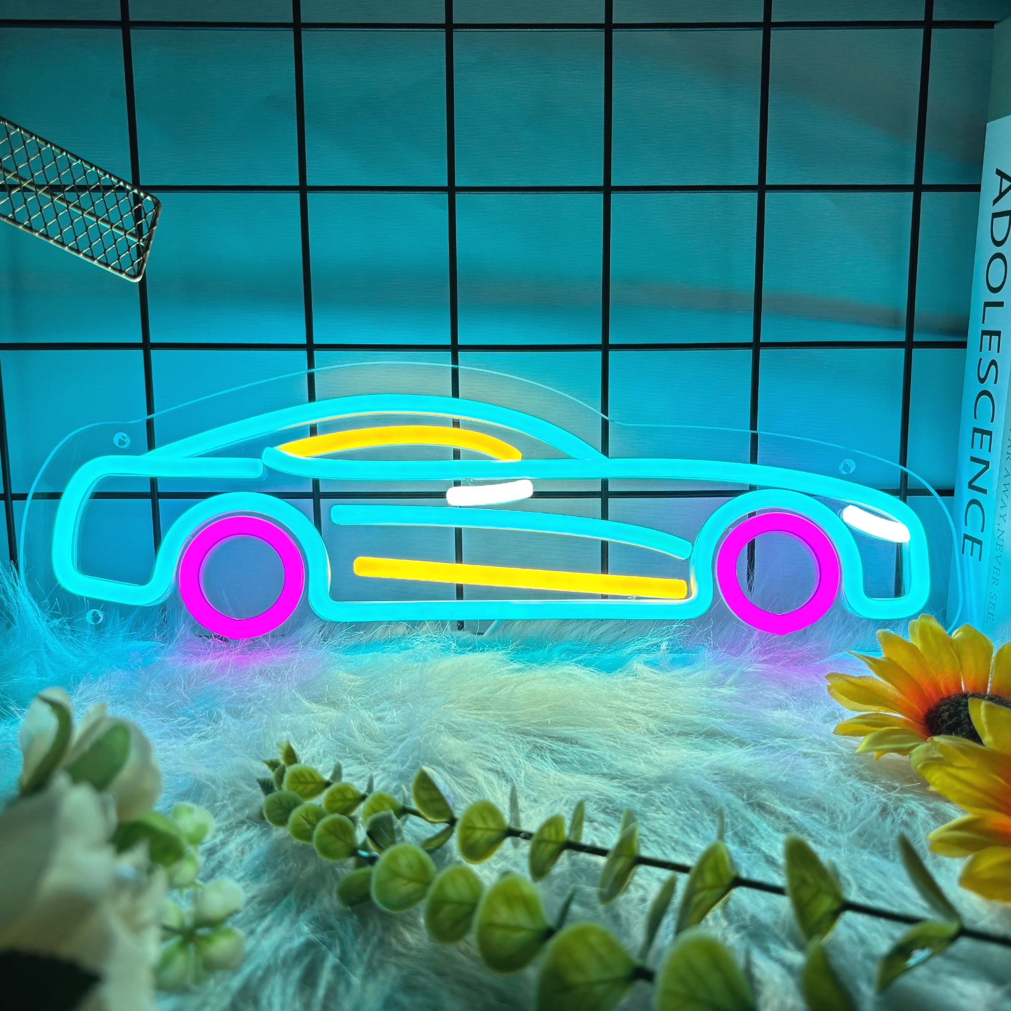 Sports Car Neon Sign for Wall Decor, Racing Car Led Signs, Dimmable ...