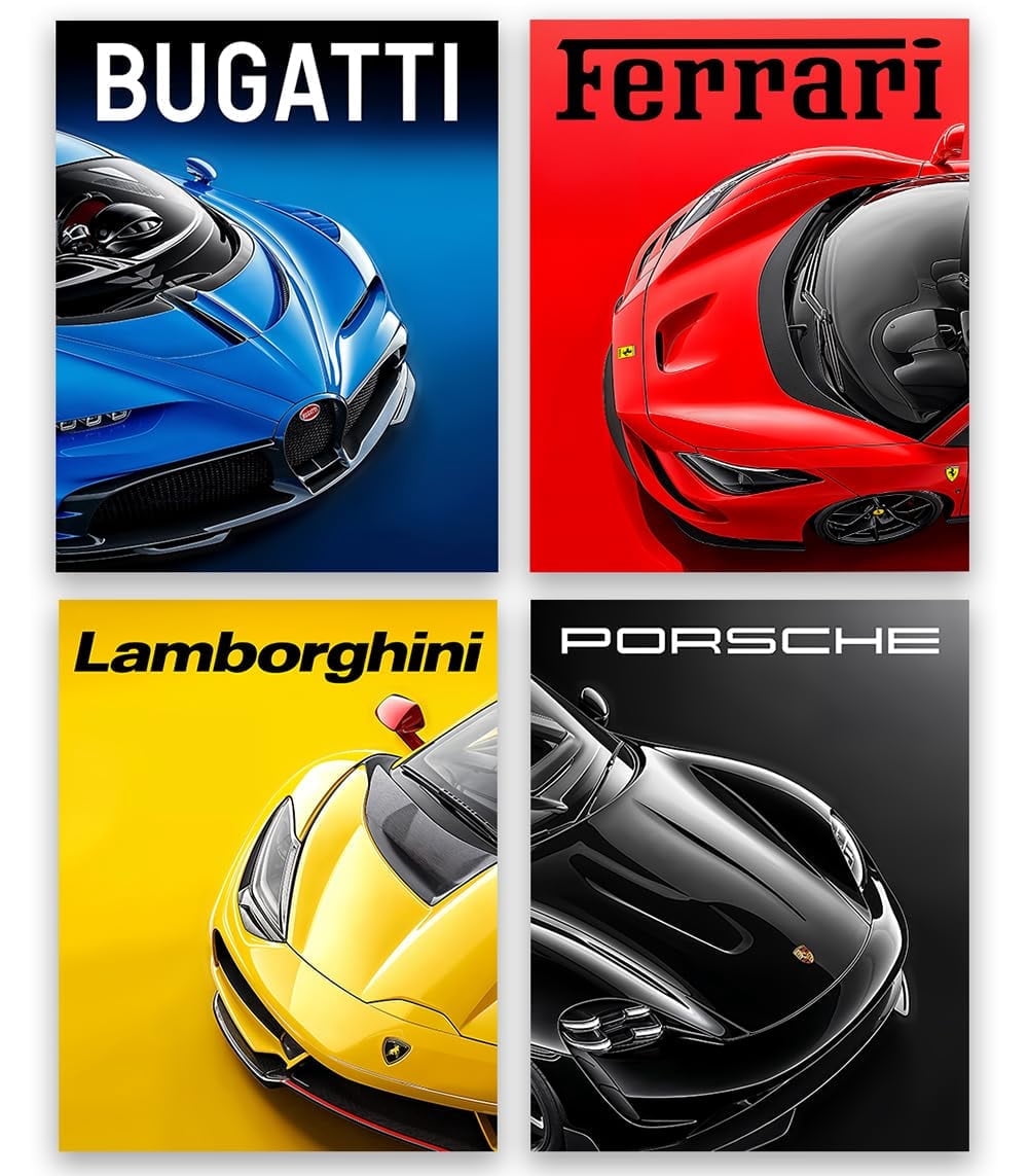 Lone Star Art, Sports Car Poster Set, 8x10 Unframed, Car Wall Art ...